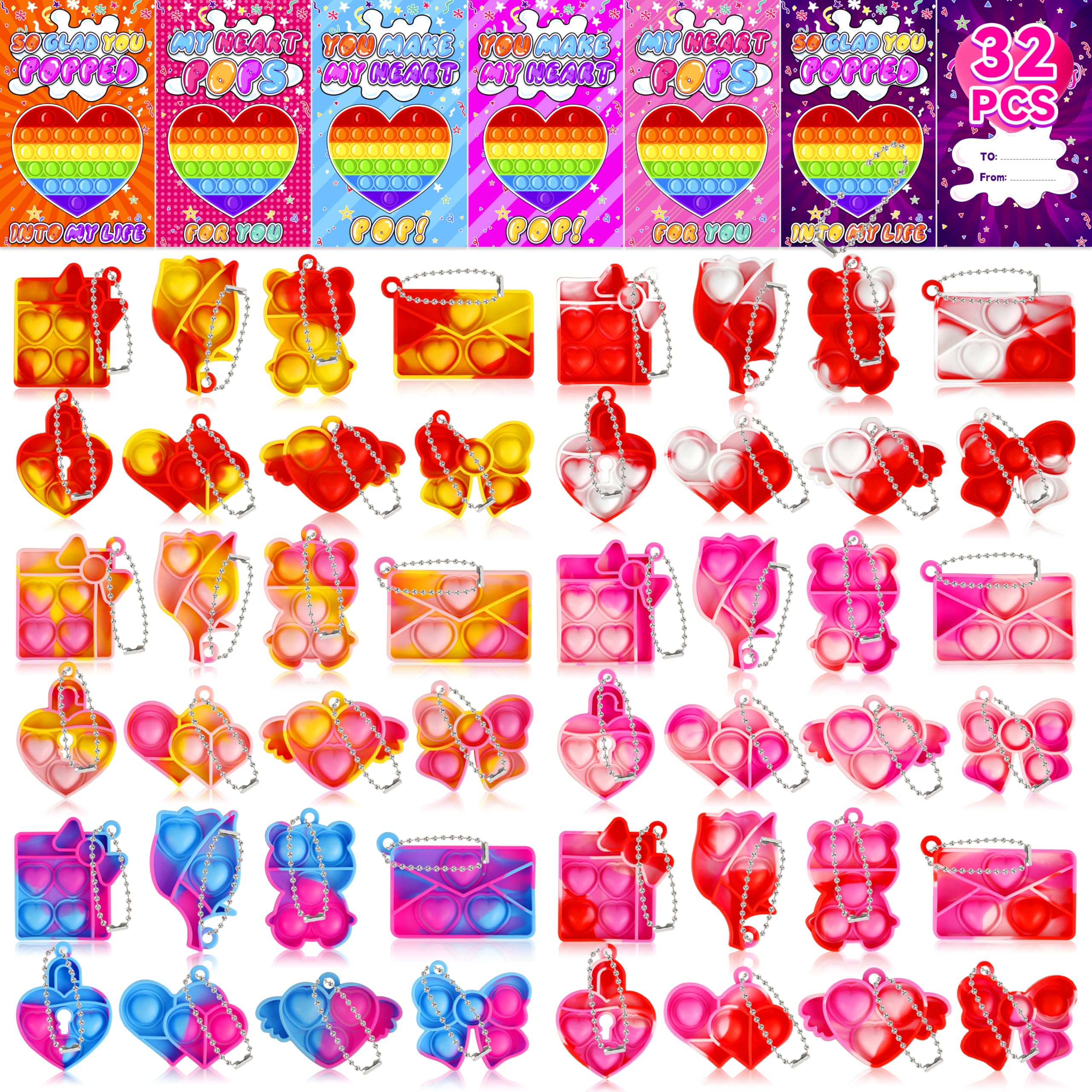 Amazon.com: 32 Packs Valentines Day Gift Cards for Kids with Mini Pop ...