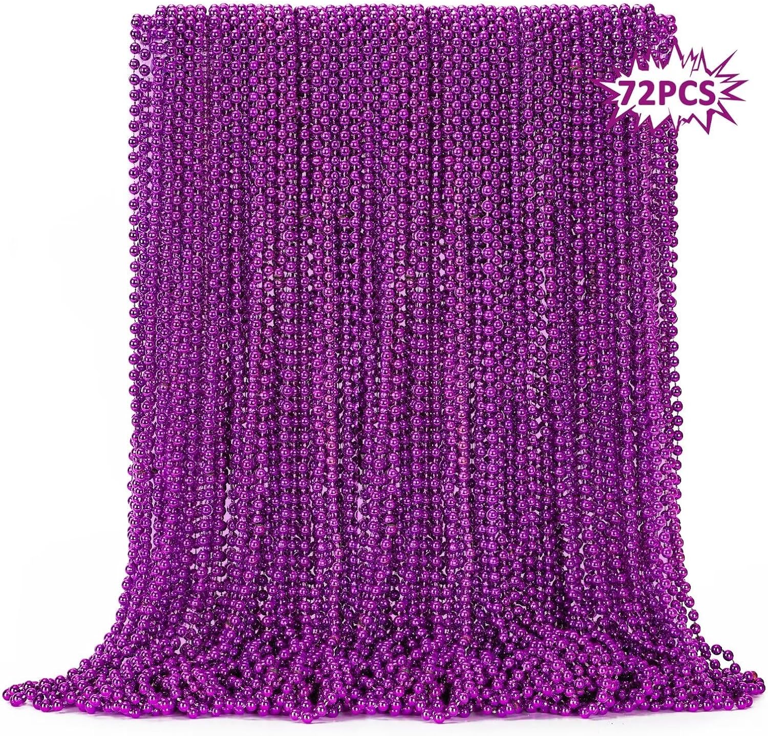 Amazon.com: EOBOH 72PCS Mardi Gras Beads, Purple Bead Necklace Party ...