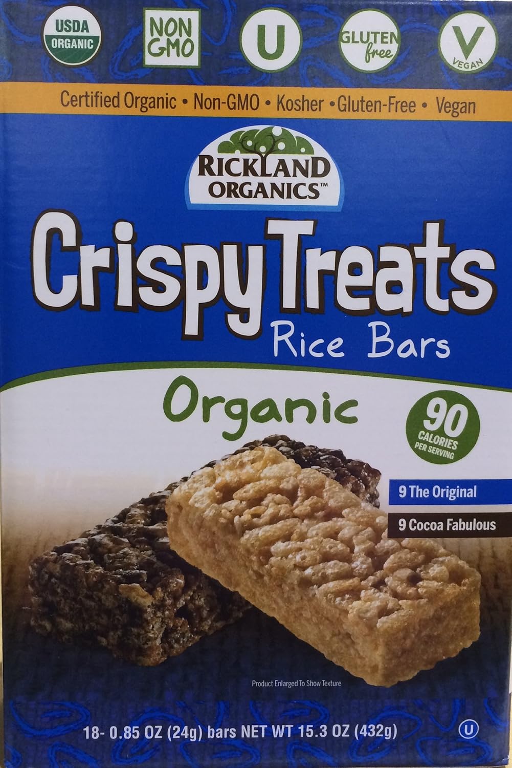 Amazon.com: 18 Bars x 0.85oz Rickland Organic Crispy Treats Rice Bars ...