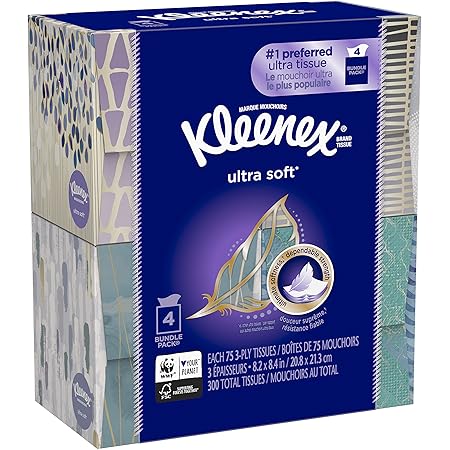 Amazon.com: Kleenex Ultra Soft Facial Tissues, 65 Count (Pack of 4 ...