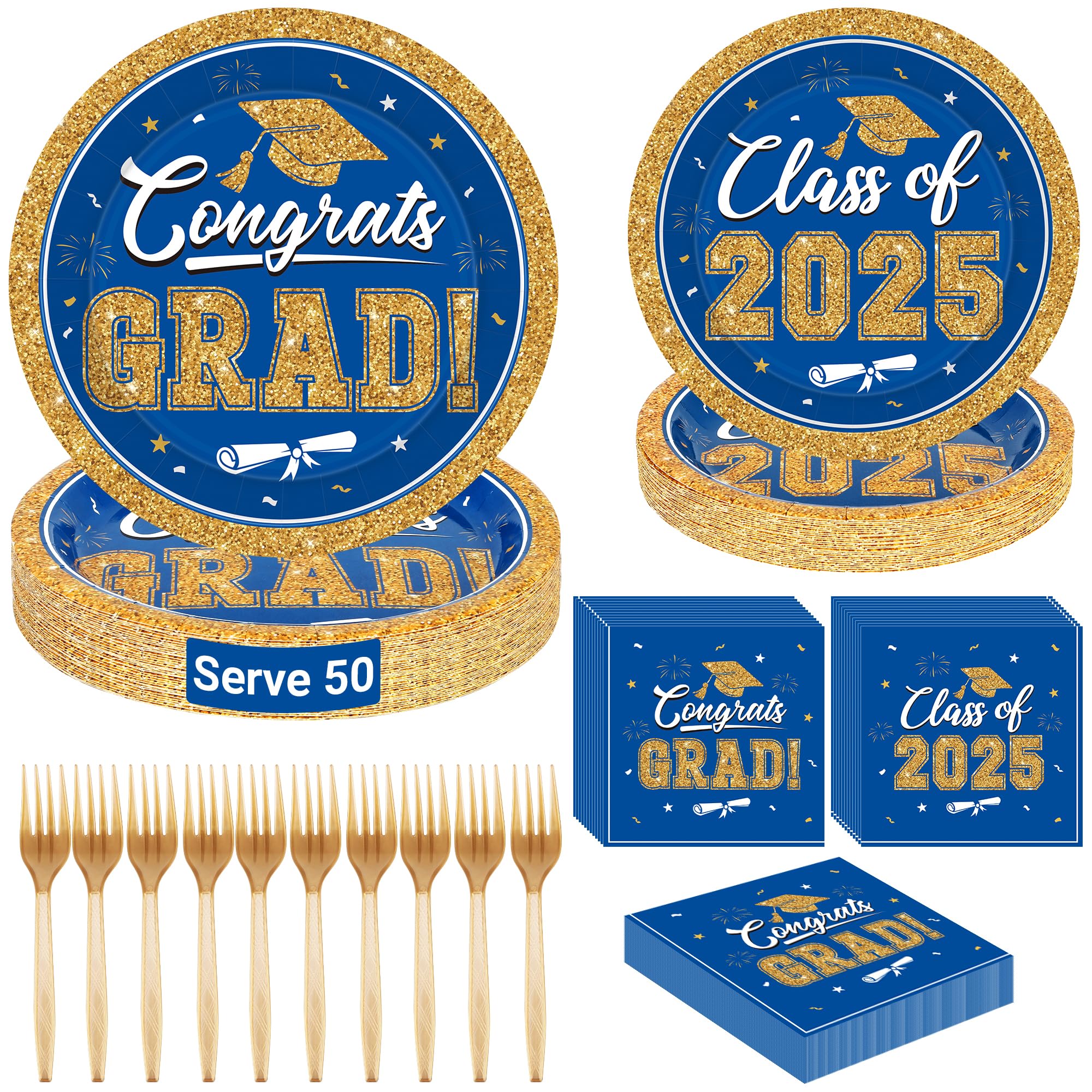 Snapklik.com : 50 SET Graduation Decoration Class Of 2025, Blue And ...