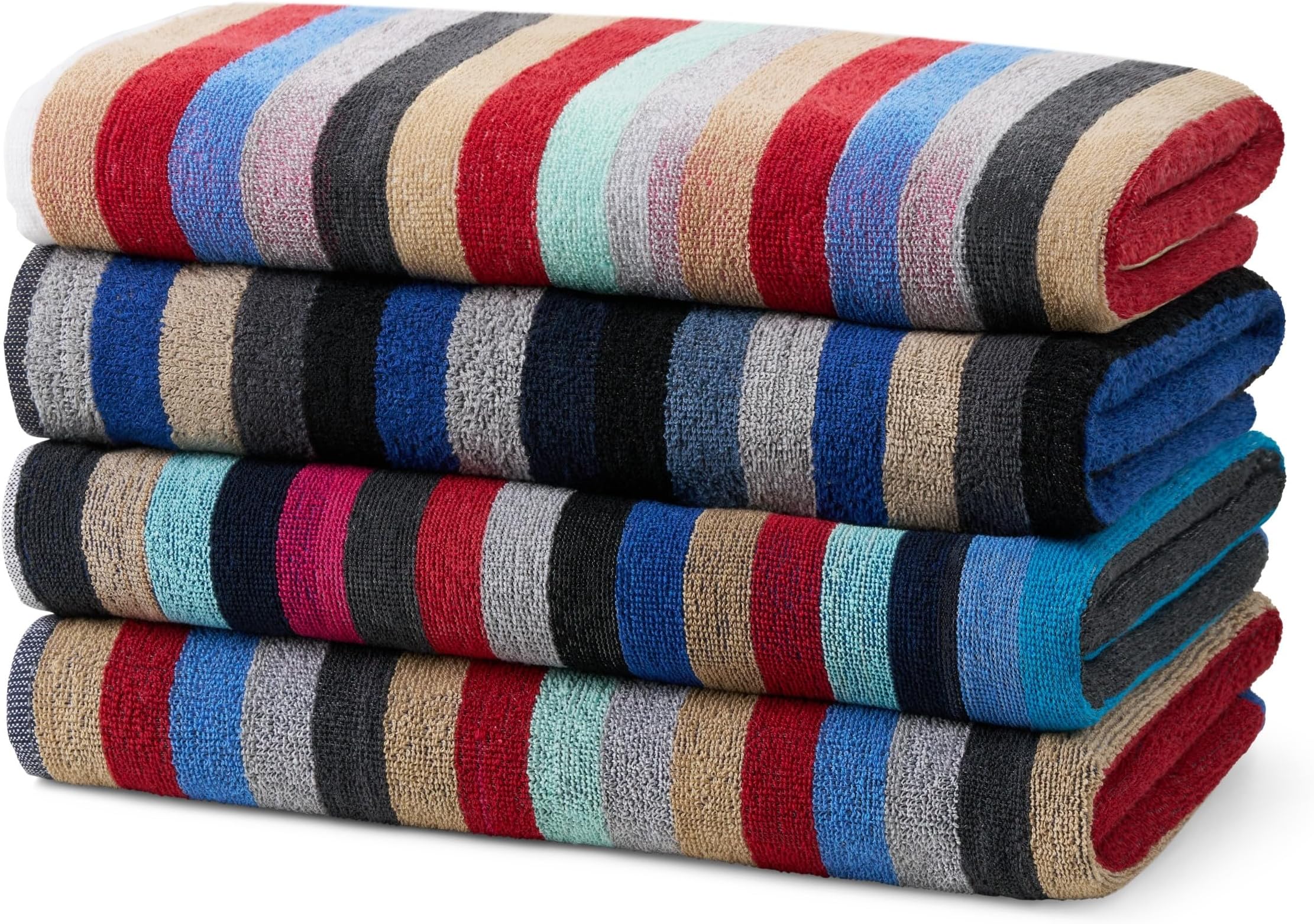 Amazon.com: Kaufman Colored Classic Multi-Color Stripe Towel ...