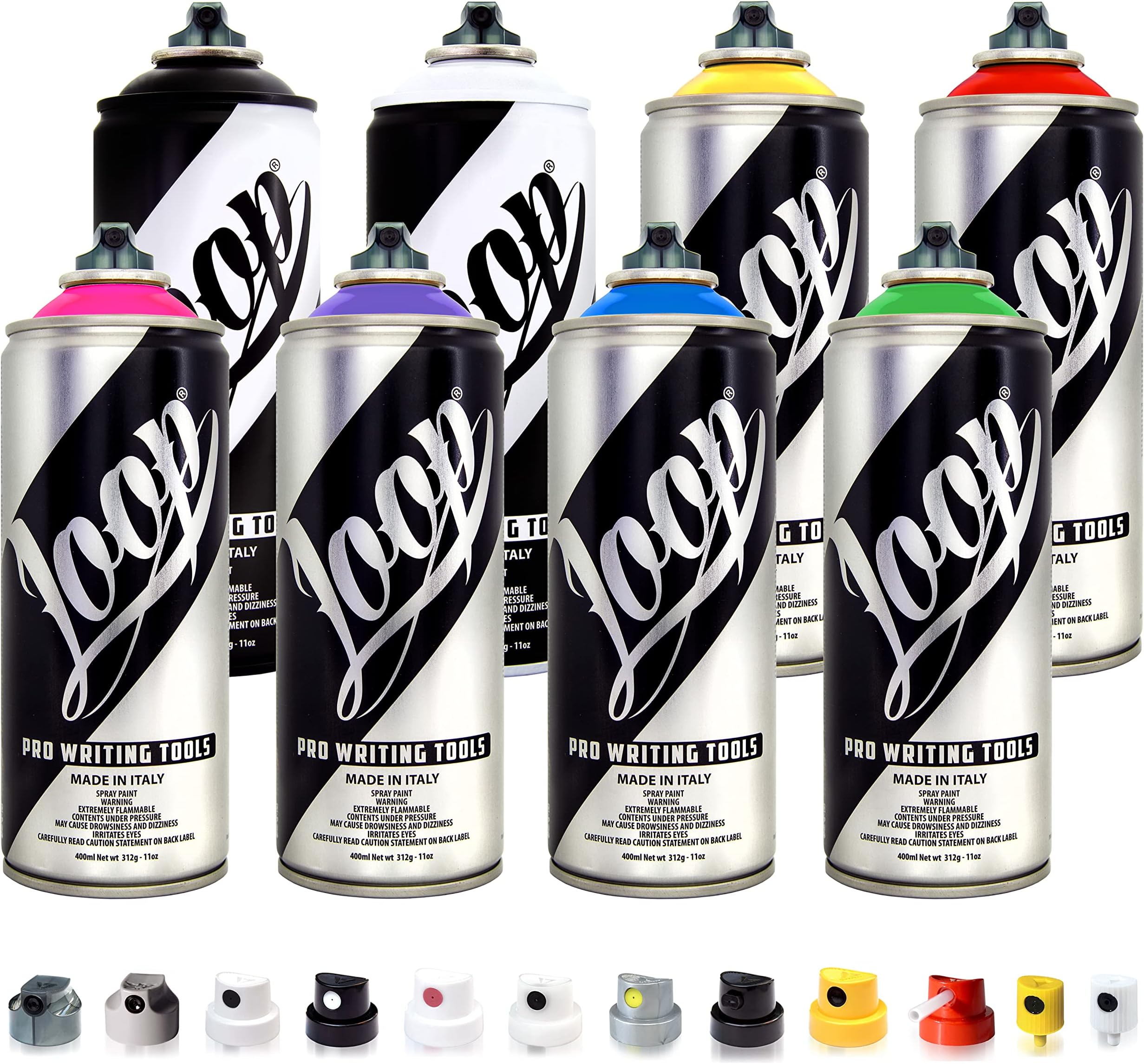 Betterrun LOOP Sprühdosen Set - Silber Schwarz - 8 x 600ml + 10x ...