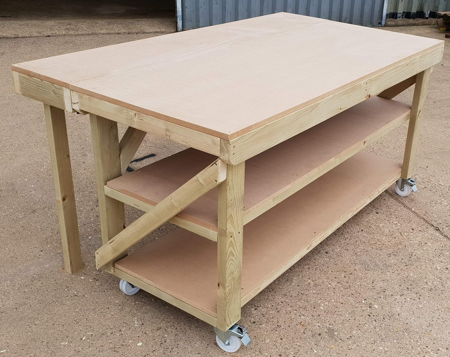 Buy Wooden MDF Workbench With Extendable Working Surface Two Shelves ...