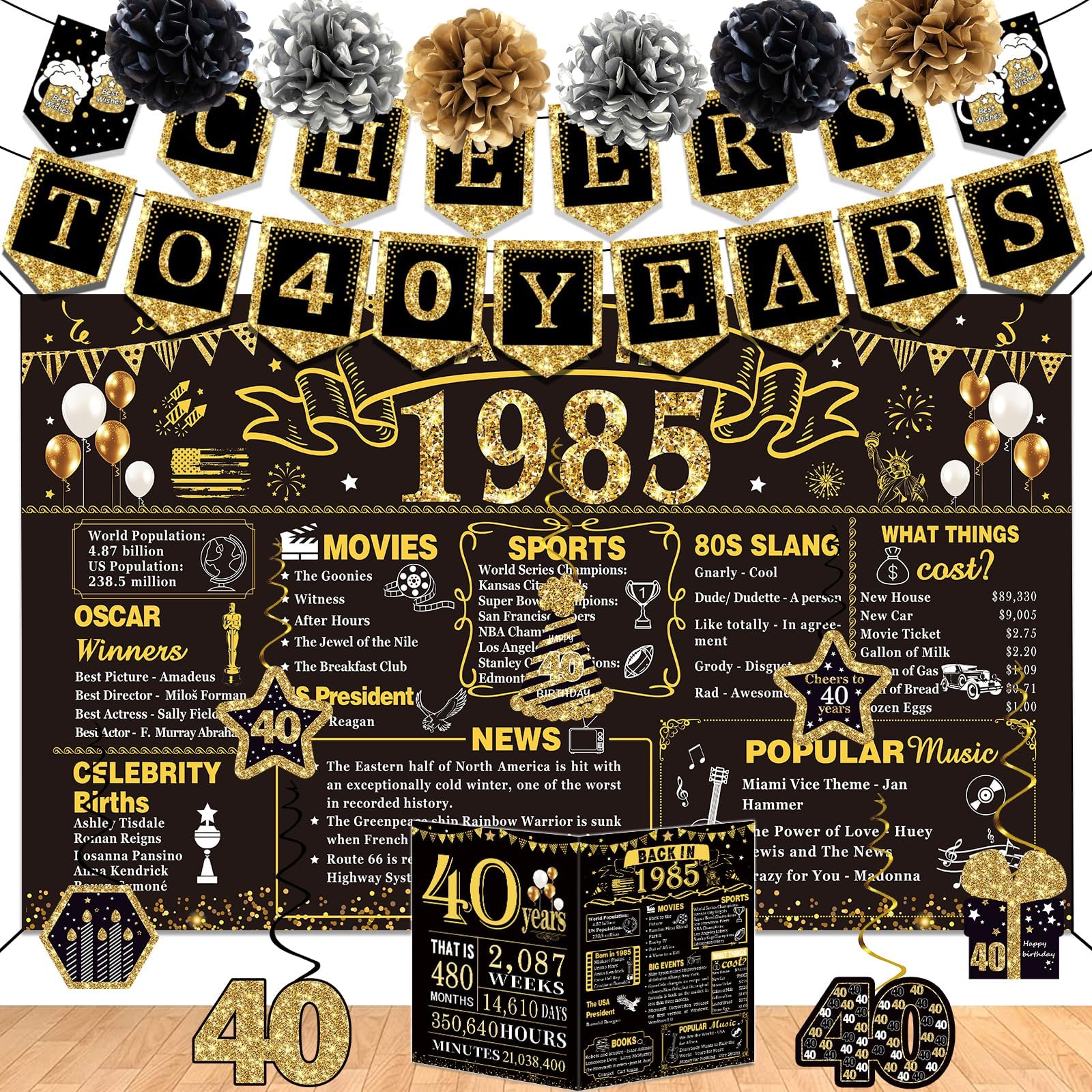 Amazon.com: 40th Birthday Decorations for Men Women,16PCS Back in 1985 ...