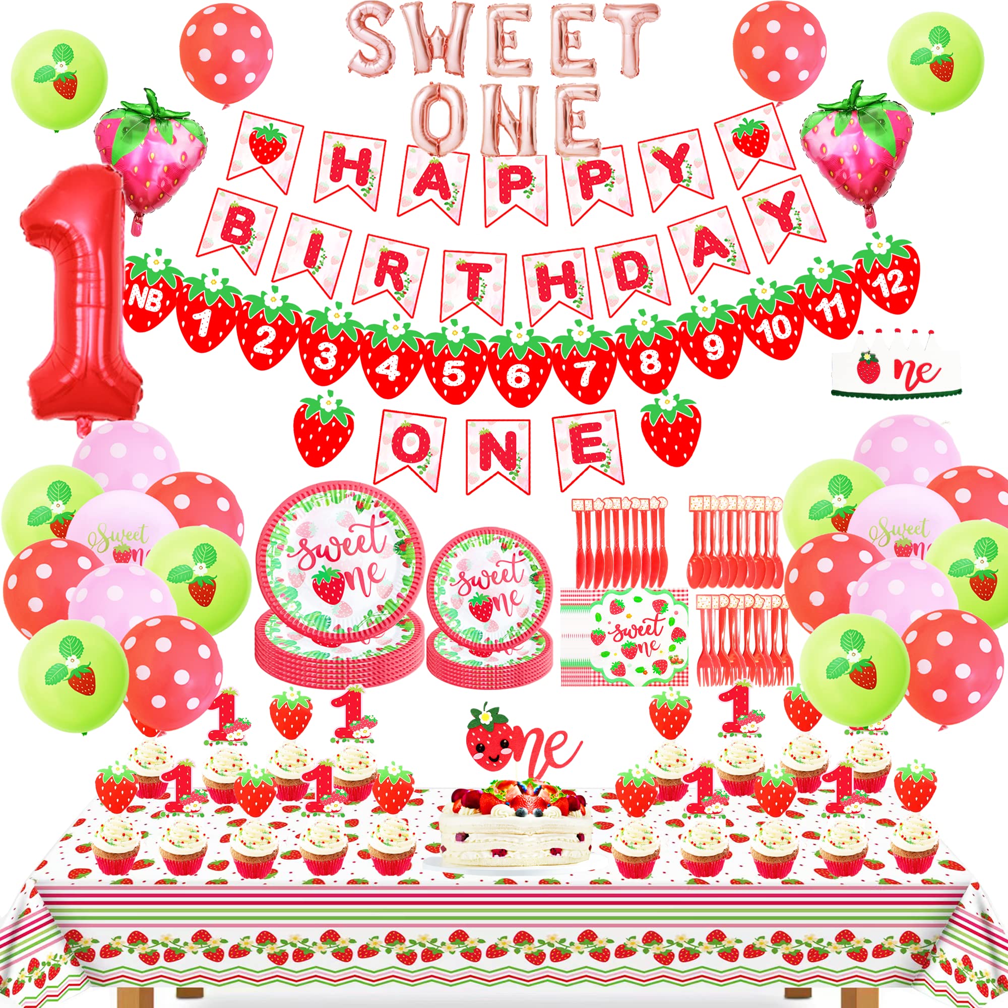 Amazon.com: Strawberry Themed Birthday Party Decoration include Banners ...
