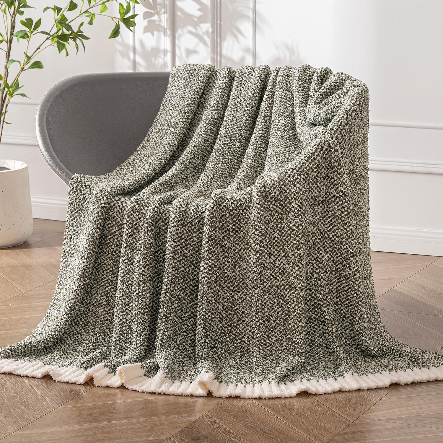 Amazon.com: MIULEE Super Soft Throw Blanket for Couch, Olive Green Cozy ...
