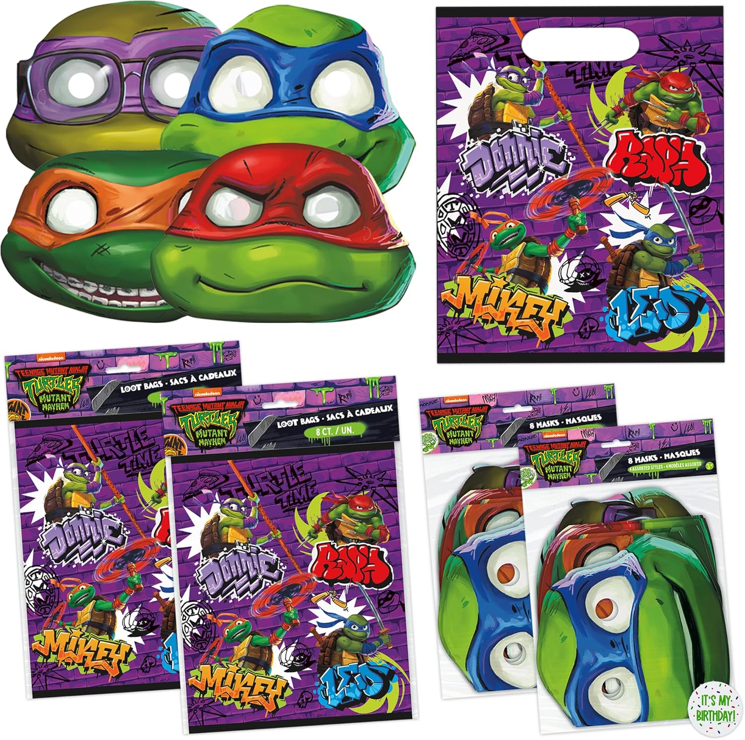 Amazon.com: Unique Ninja Turtle Party Favors Bags and Masks | 16 Pack ...