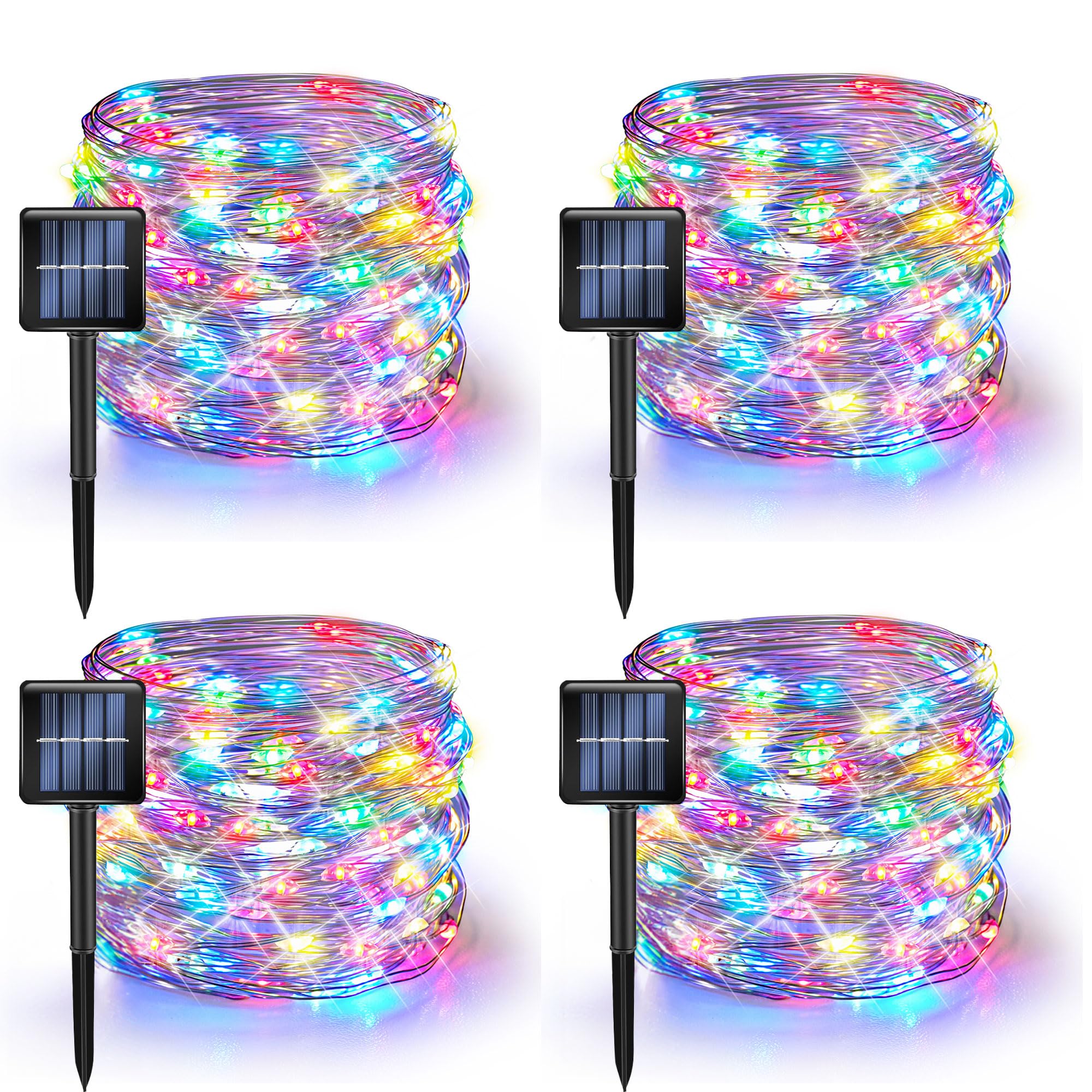 Dazzle Bright 4 Pack Solar String Lights Outdoor, Total 160FT 480LED ...