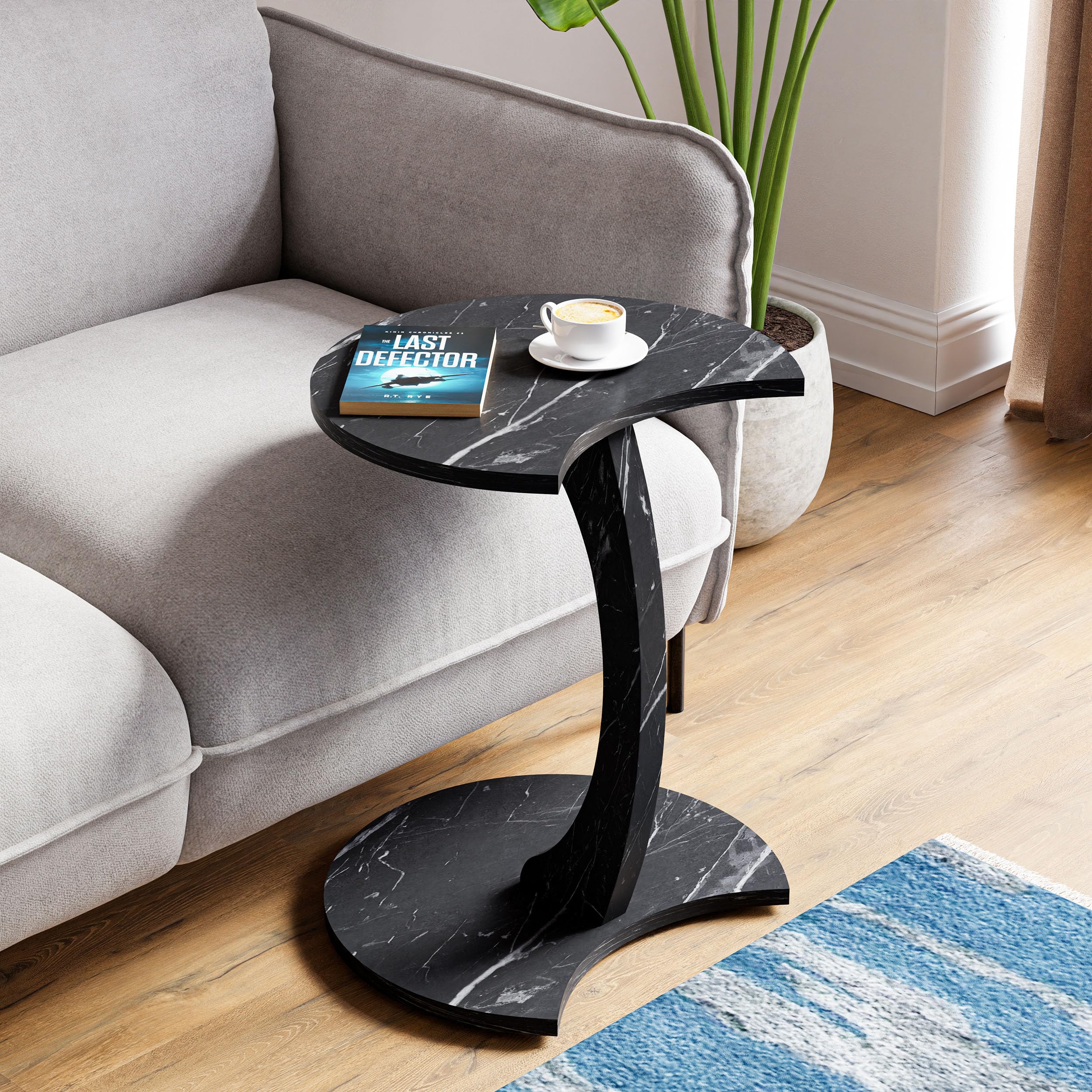Amazon.com: Modern C-Shaped Side Table for Living Room, Wheeled C ...