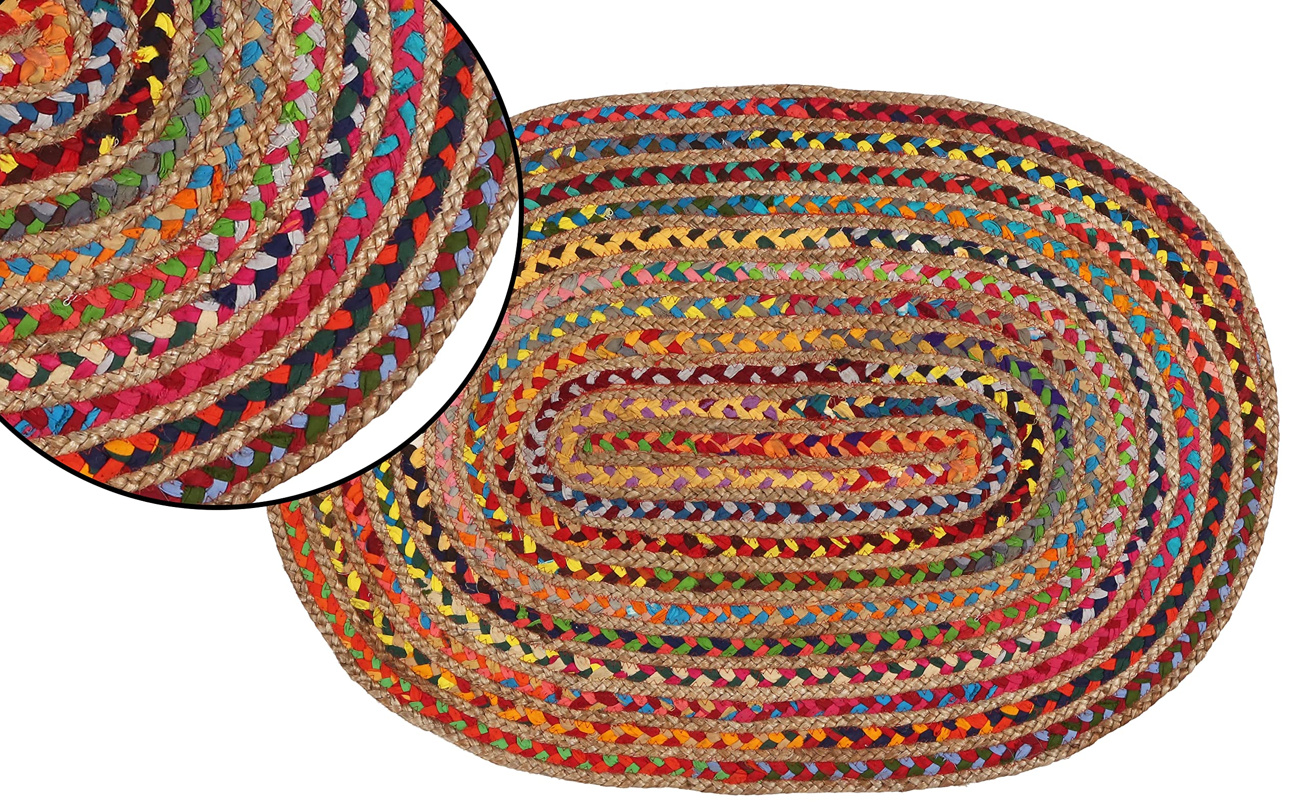 Amazon.com: Jute Multi Chindi Oval Braided Rug, Tightly Braided Chindi ...