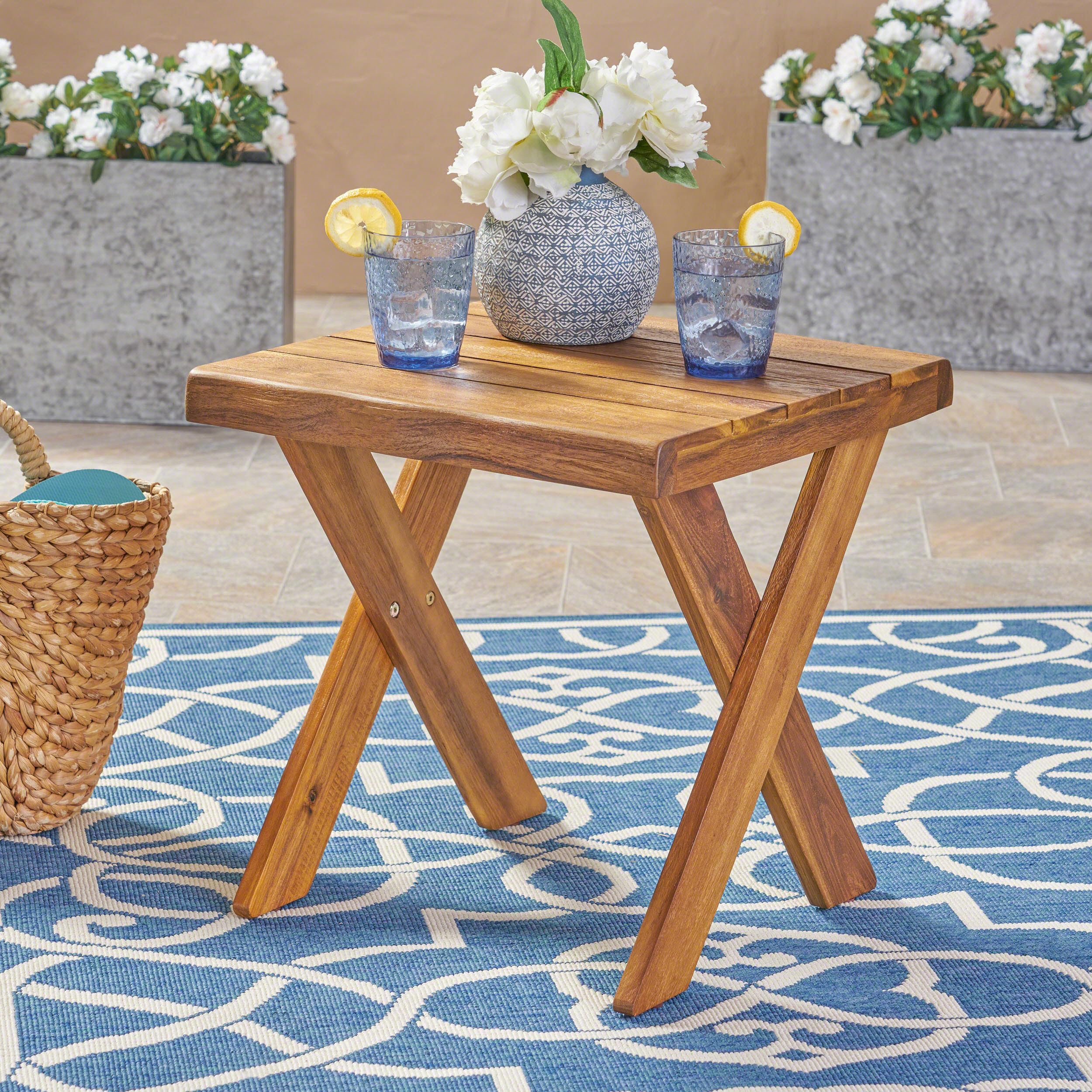 Snapklik.com : NicBex Outdoor Table Rustic Charm Piece Patio Table Side ...