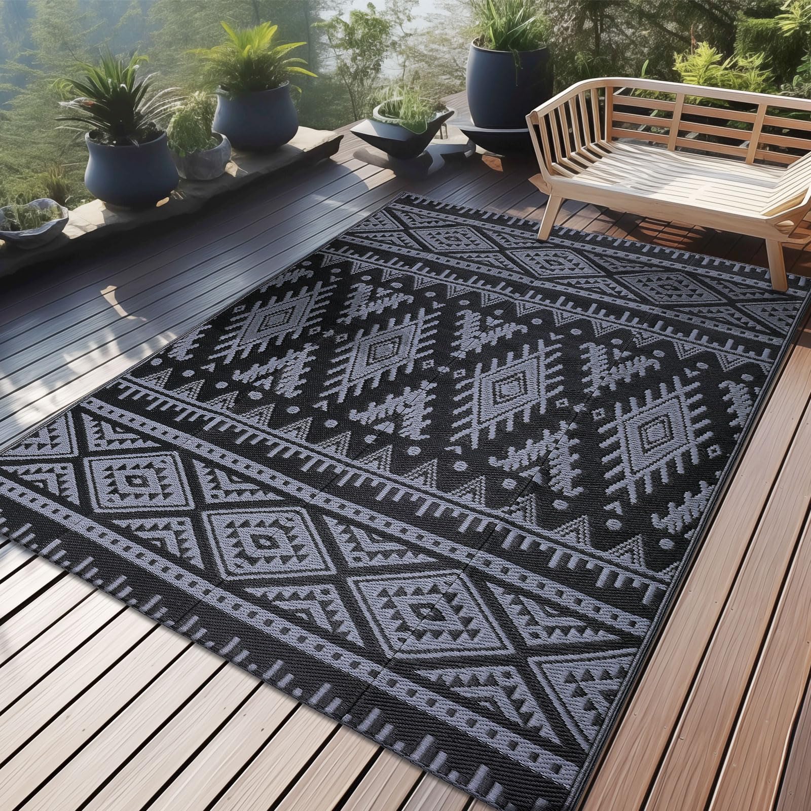 Amazon.com: OLANLY Outdoor Rug Waterproof 4x6 ft, Reversible Outdoor ...