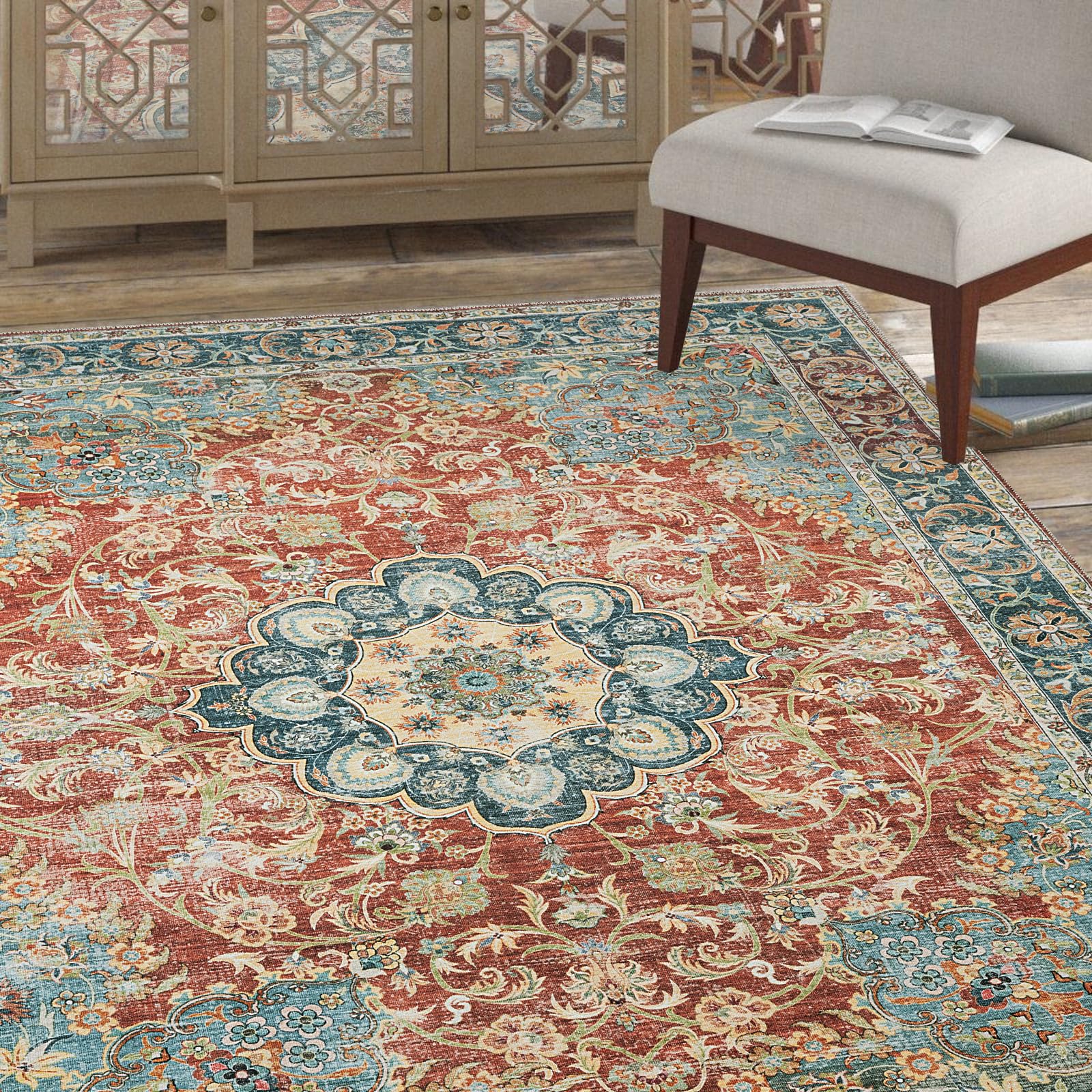 HOMBYS 10x14 feet Vintage Area Rug for Living Room Bedroom, Large Boho ...