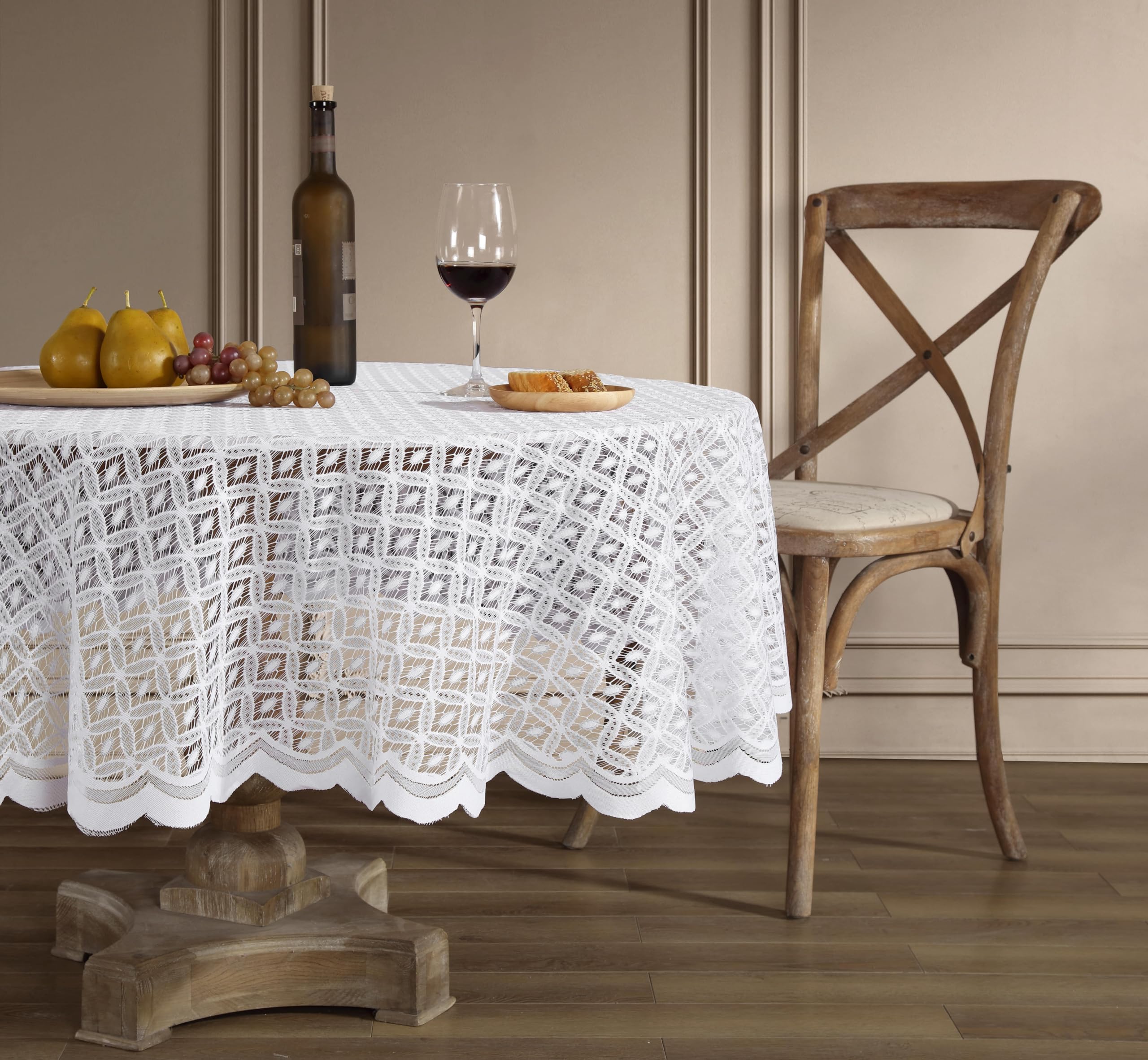 Amazon.com: burlapfabric.com Lace Tablecloth, Round Table Cover, 60 in ...