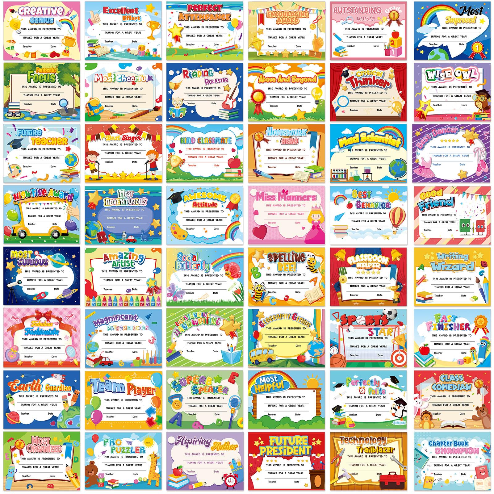 200 Pcs End Of School Year Student Award Certificates Class ...