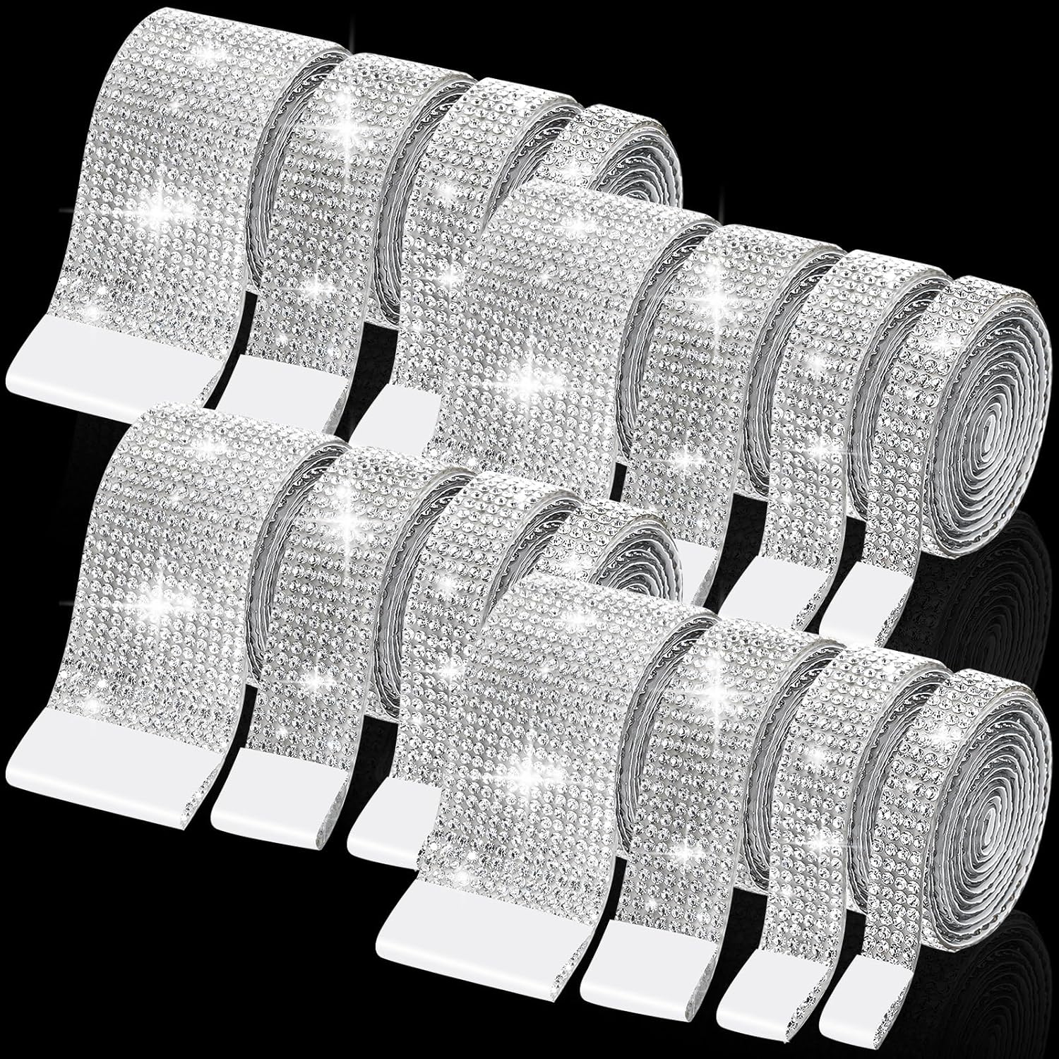 Amazon.com: Crtiin 16 Rolls White Self Adhesive Rhinestone Ribbon ...