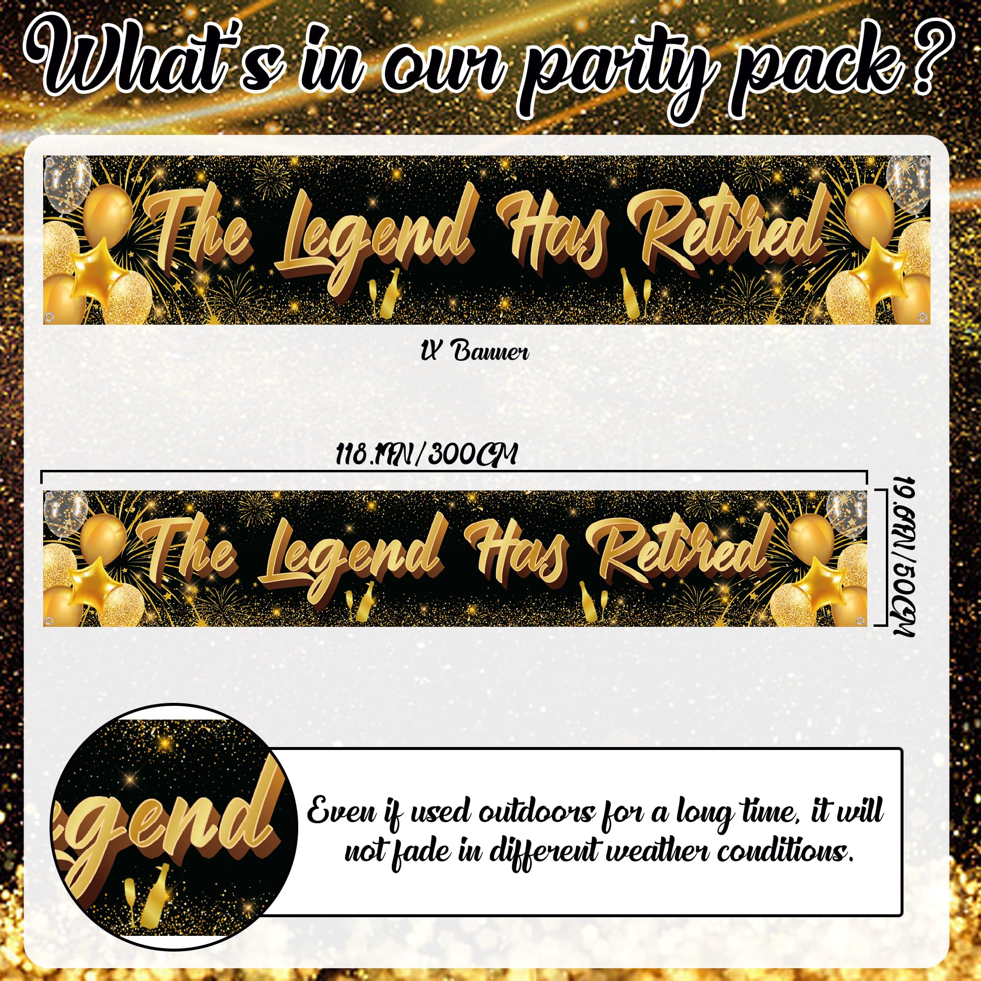 Happy Retirement Banner Decorations – Black Gold The Legend Has Retired ...