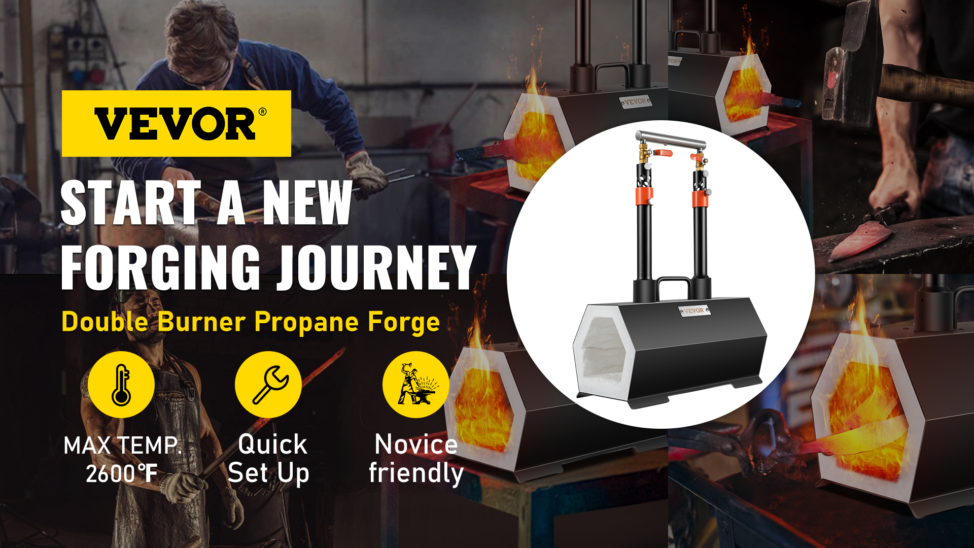 Watch VEVOR Propane Forge Portable Single/Double Burners on Amazon Live