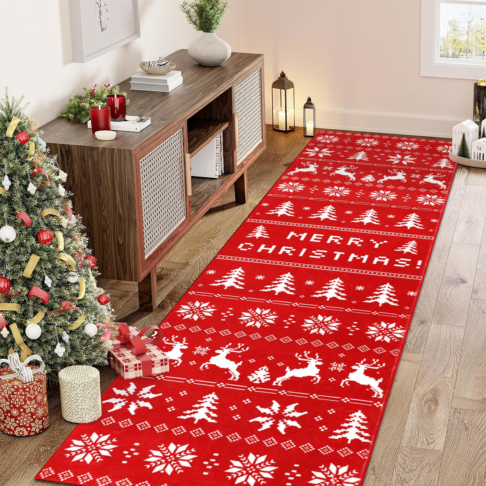 Amazon.com: Homcomoda Christmas Runner Rug 2x8 Merry Christmas Hallway ...