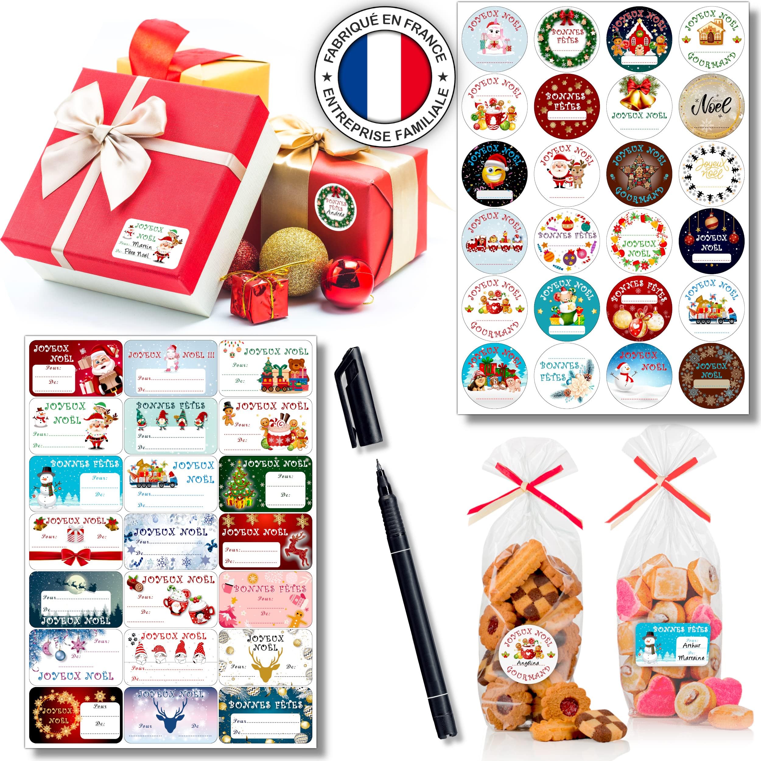 Autocollants d'étiquette de cadeau de Noël,250pcs/Rolls Auto-adhésif ...