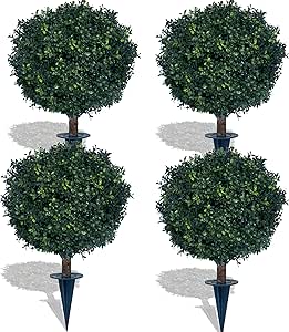 Amazon.com - kyesyes Artificial Boxwood Ball Bush 27" Tree BLONYUVC UV ...