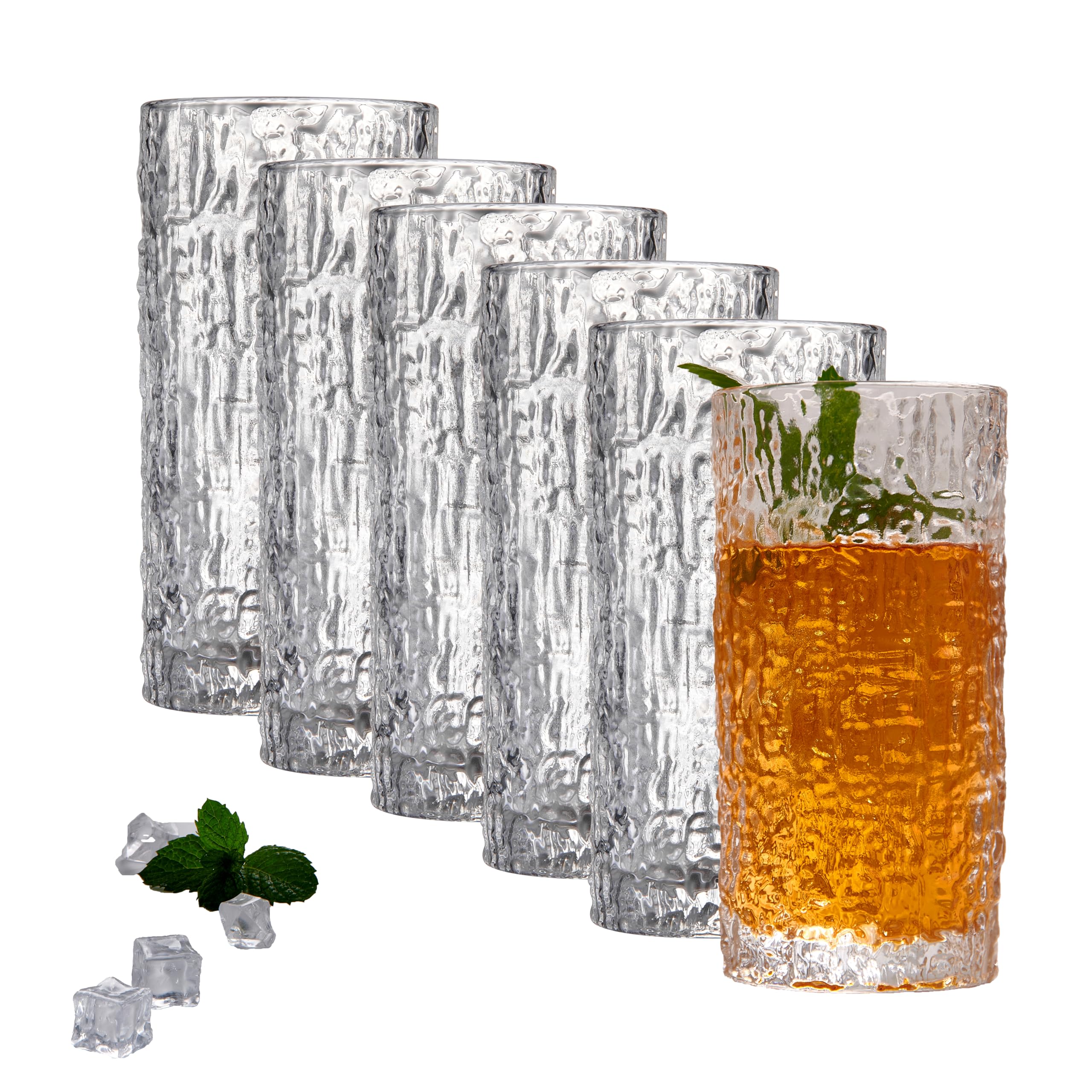 Ribbed Drinking Glasses Set of 6,10 oz Vintage drinking glasses ...