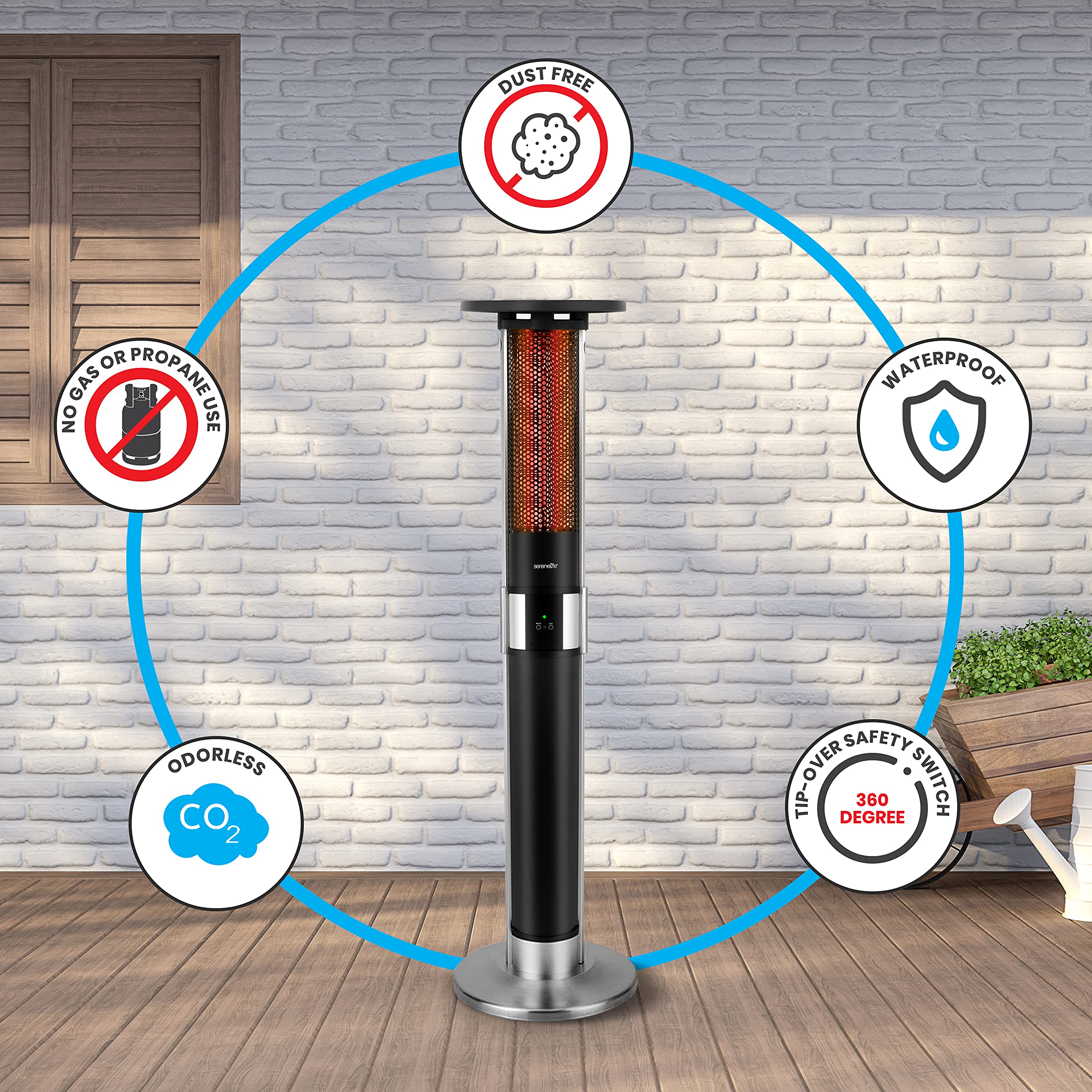 SereneLife Infrared Patio Heater, Electric Patio Heater for Indoor ...