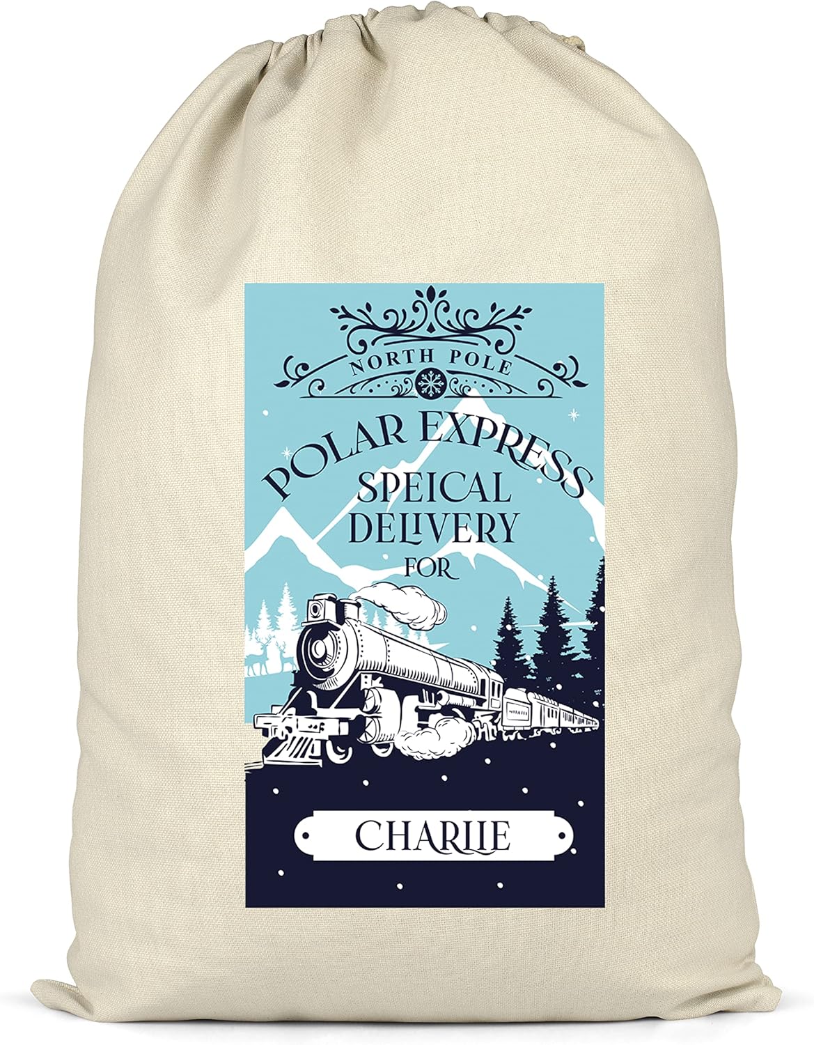 Shopagift Personalised Christmas Sack Polar Express Train Xmas Gift Bag ...
