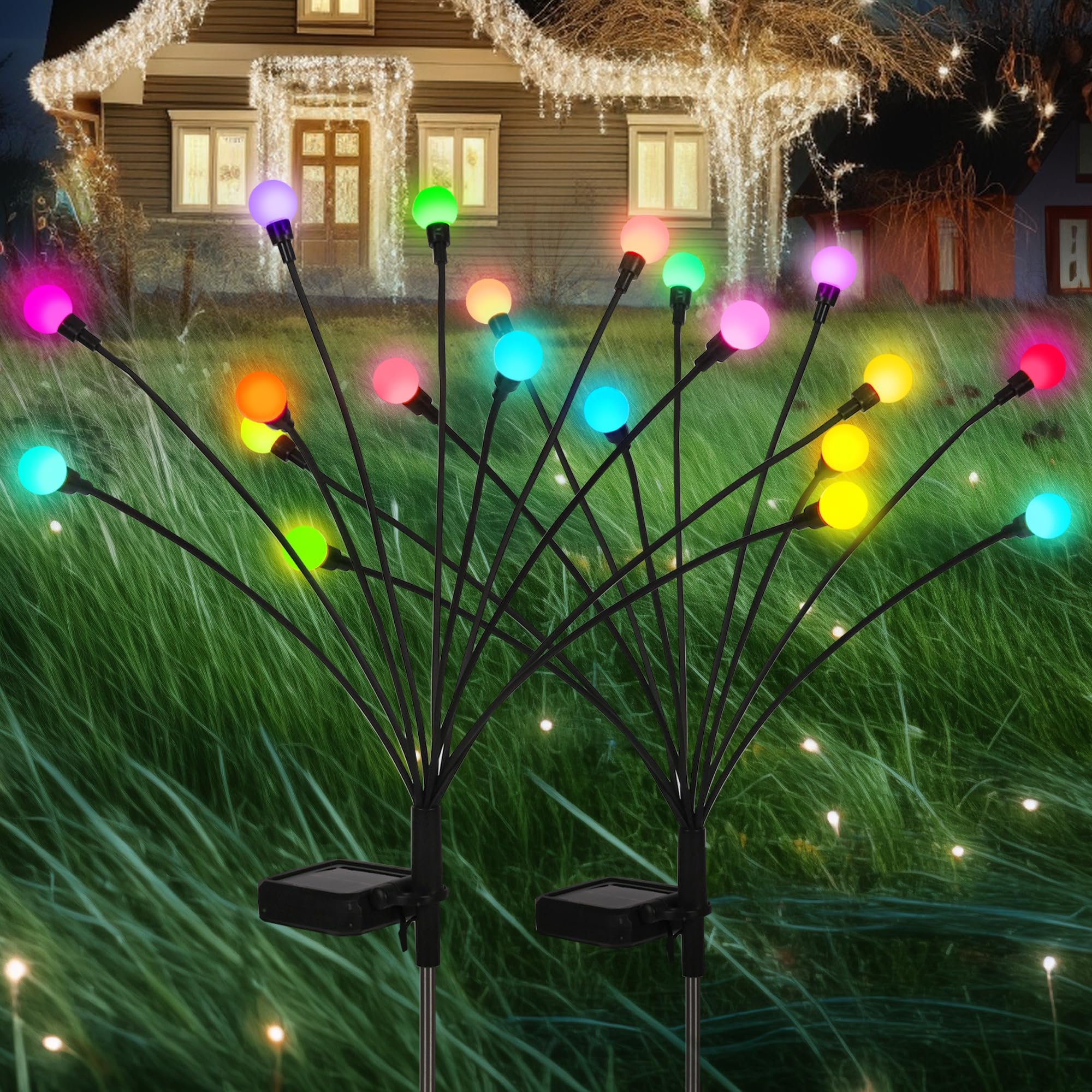 PATIOPIA Solar Christmas Decoration, 20 LED Firefly Garden Lights Solar ...