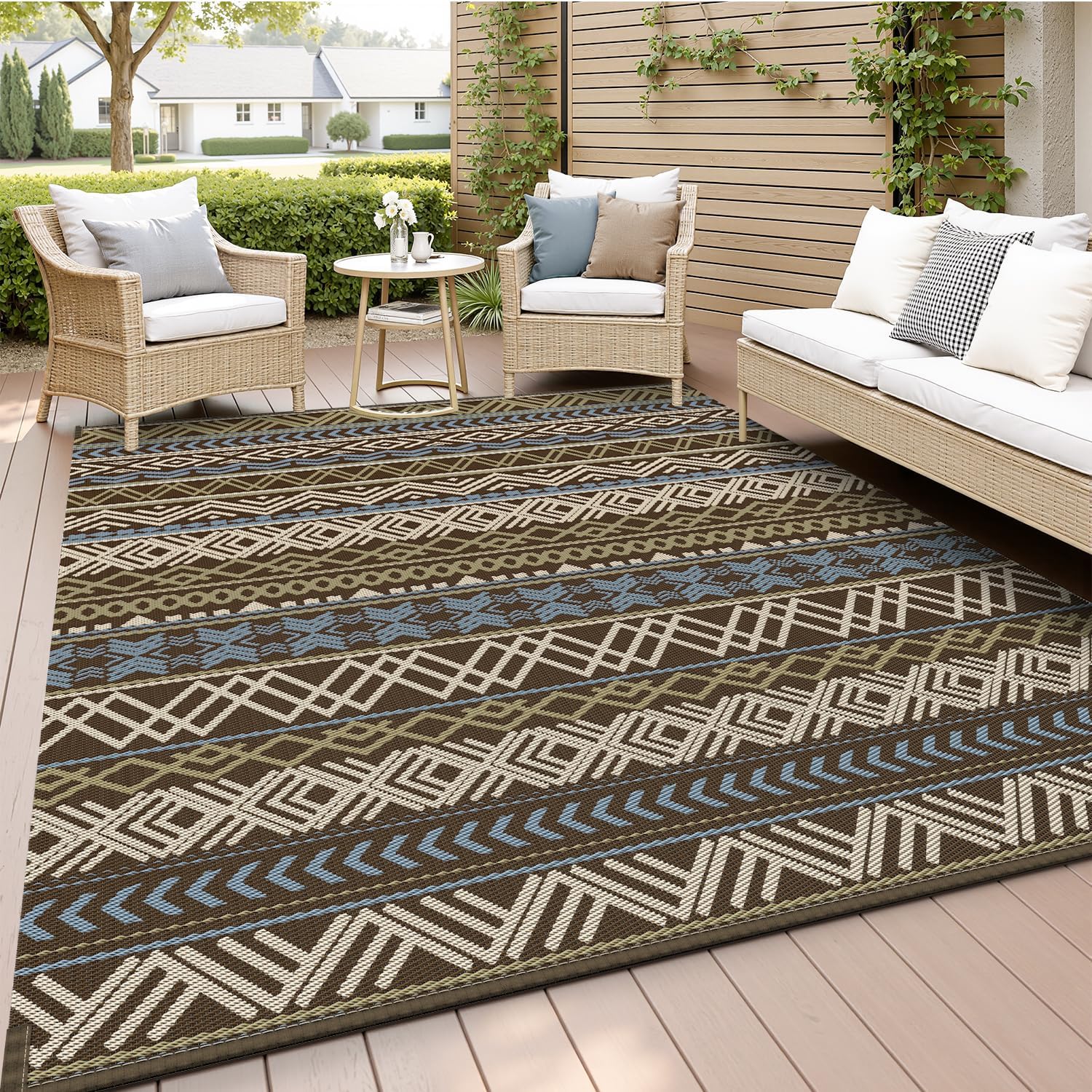 Amazon.com: MontVoo Outdoor Rug Carpet Waterproof-Patio Rug Mat 6x9 ...