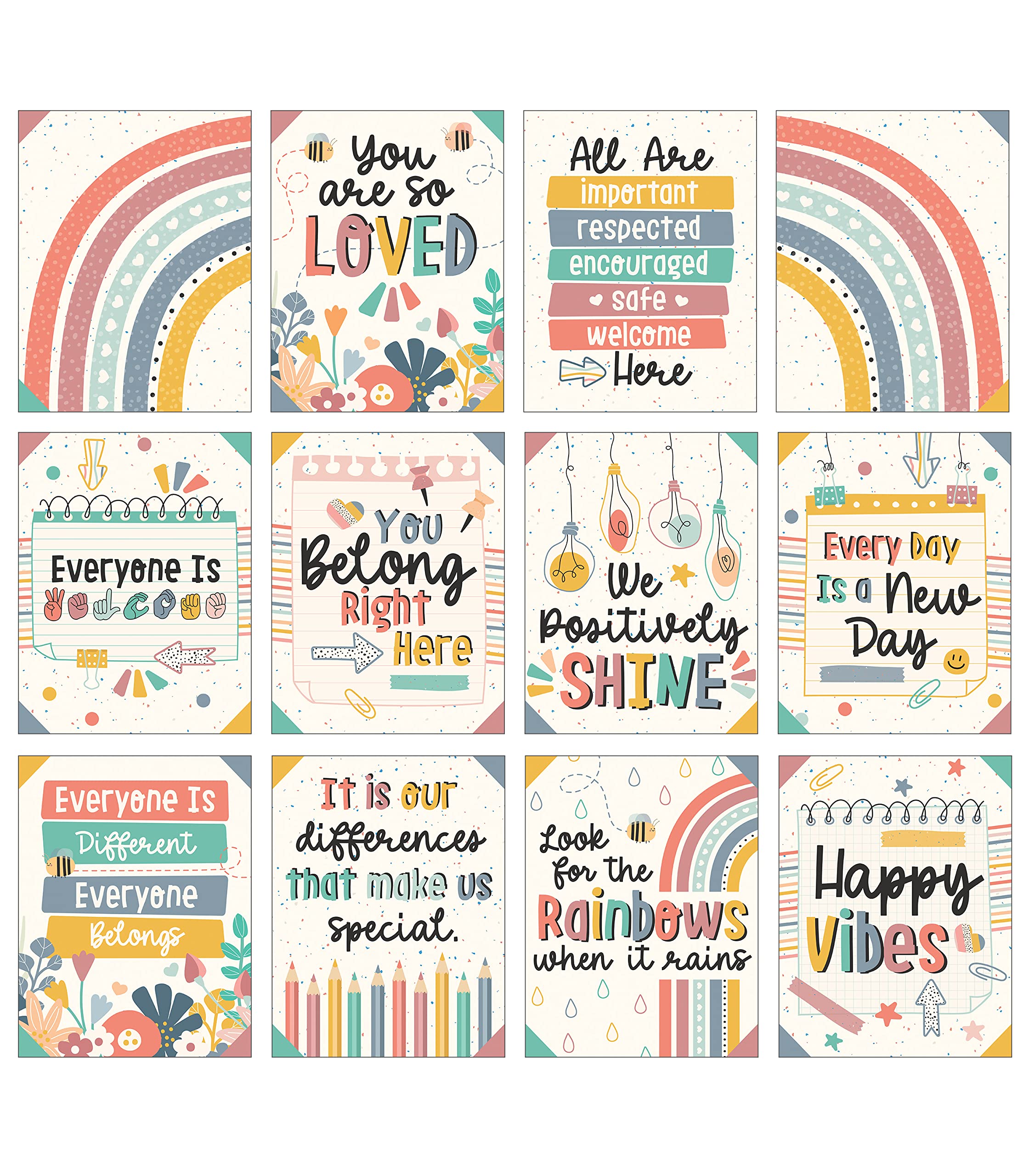 Buy Carson Dellosa We Belong 12 Boho Rainbow Classroom Set, Boho ...