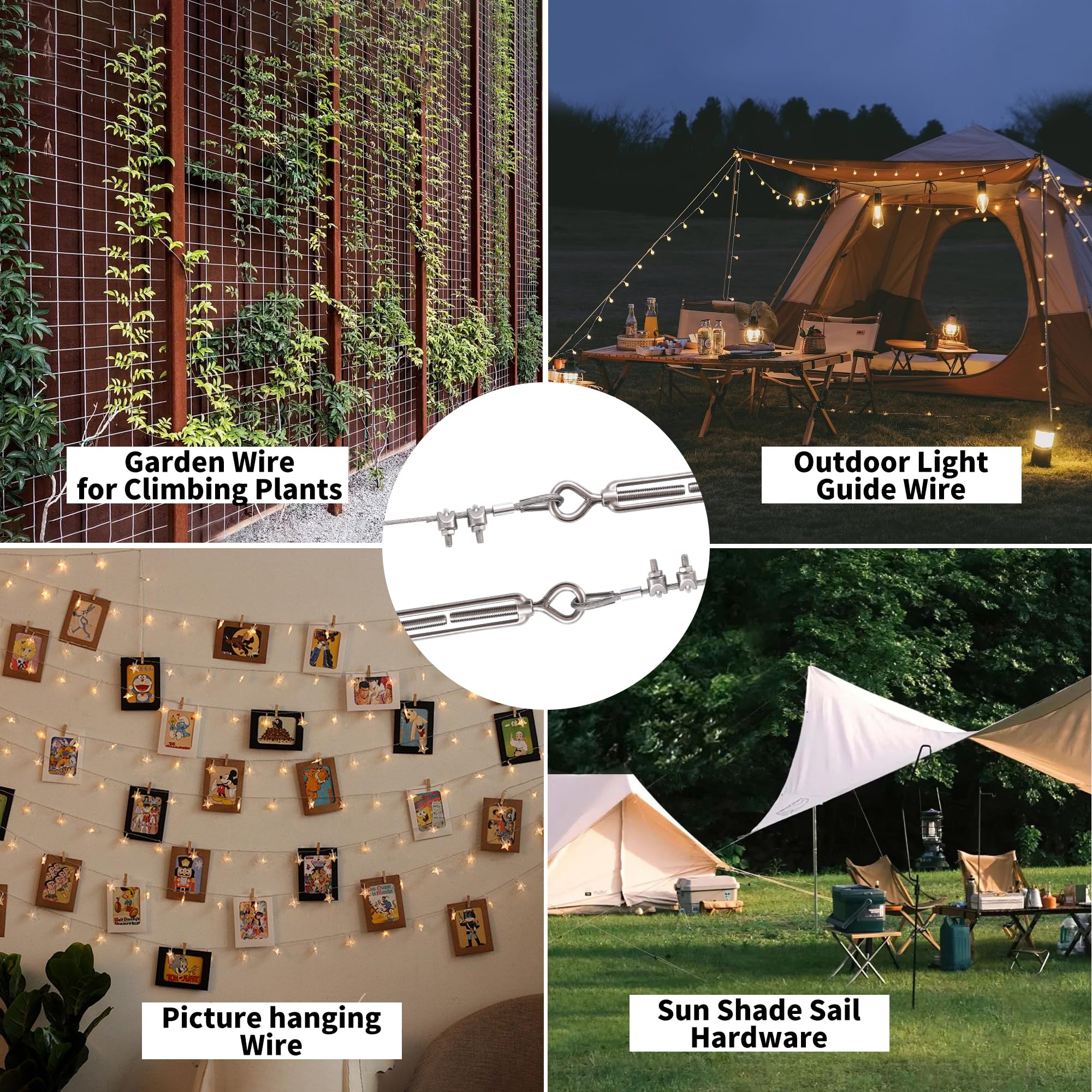 Snapklik.com : 1/16" Wire Rope Kit,50M/165FT Vinyl Coated 304 Stainless ...