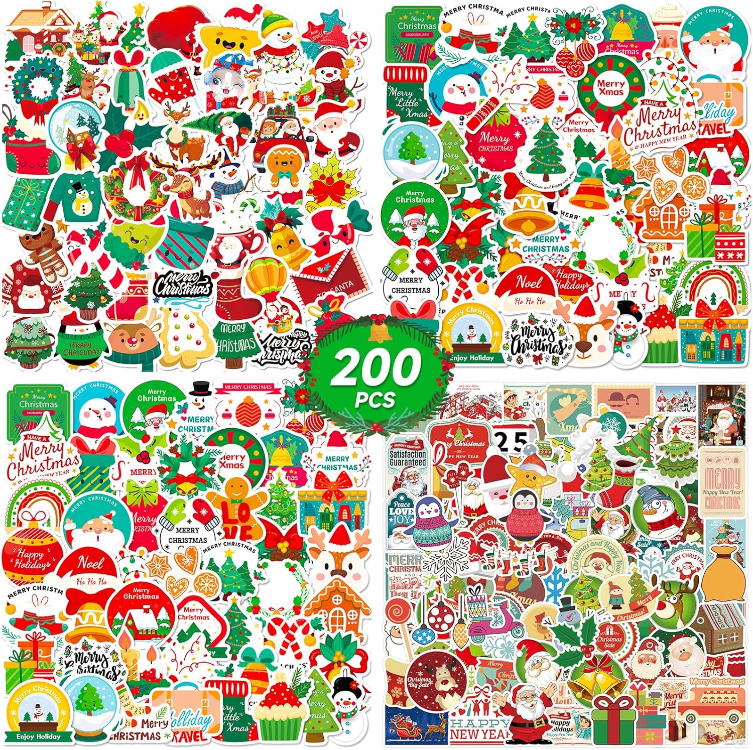 Amazon.com: Cerlaza 200PCS Christmas Stickers for Party Favors Supplies ...