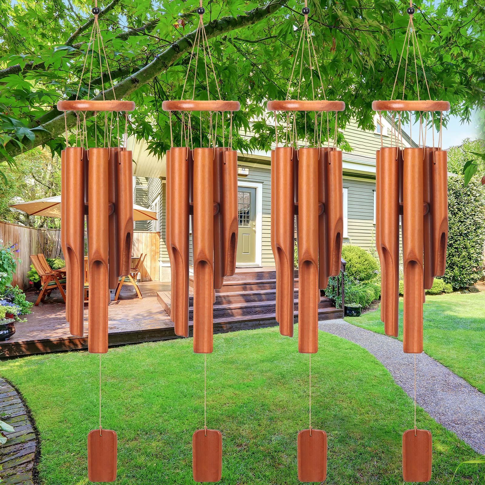 Amazon.com : 2 Pieces Bamboo Wind Chimes Outdoor 30 Inches Wooden Wind ...