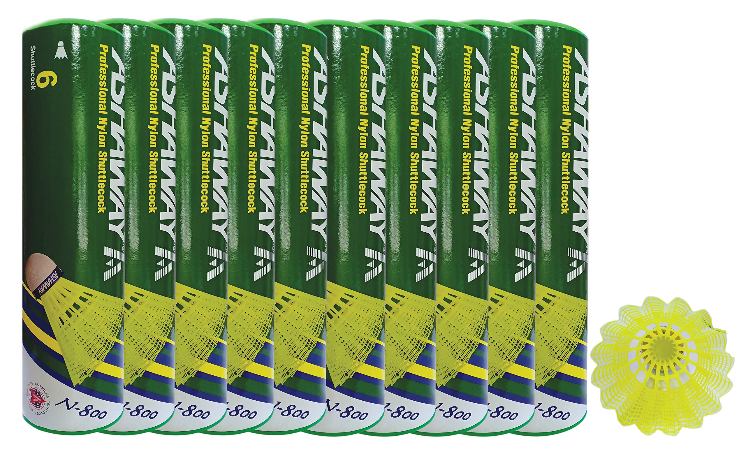 Buy Ashaway N-800 Nylon Shuttle - Yellow (Medium, 77, Pack of 10 Tube ...