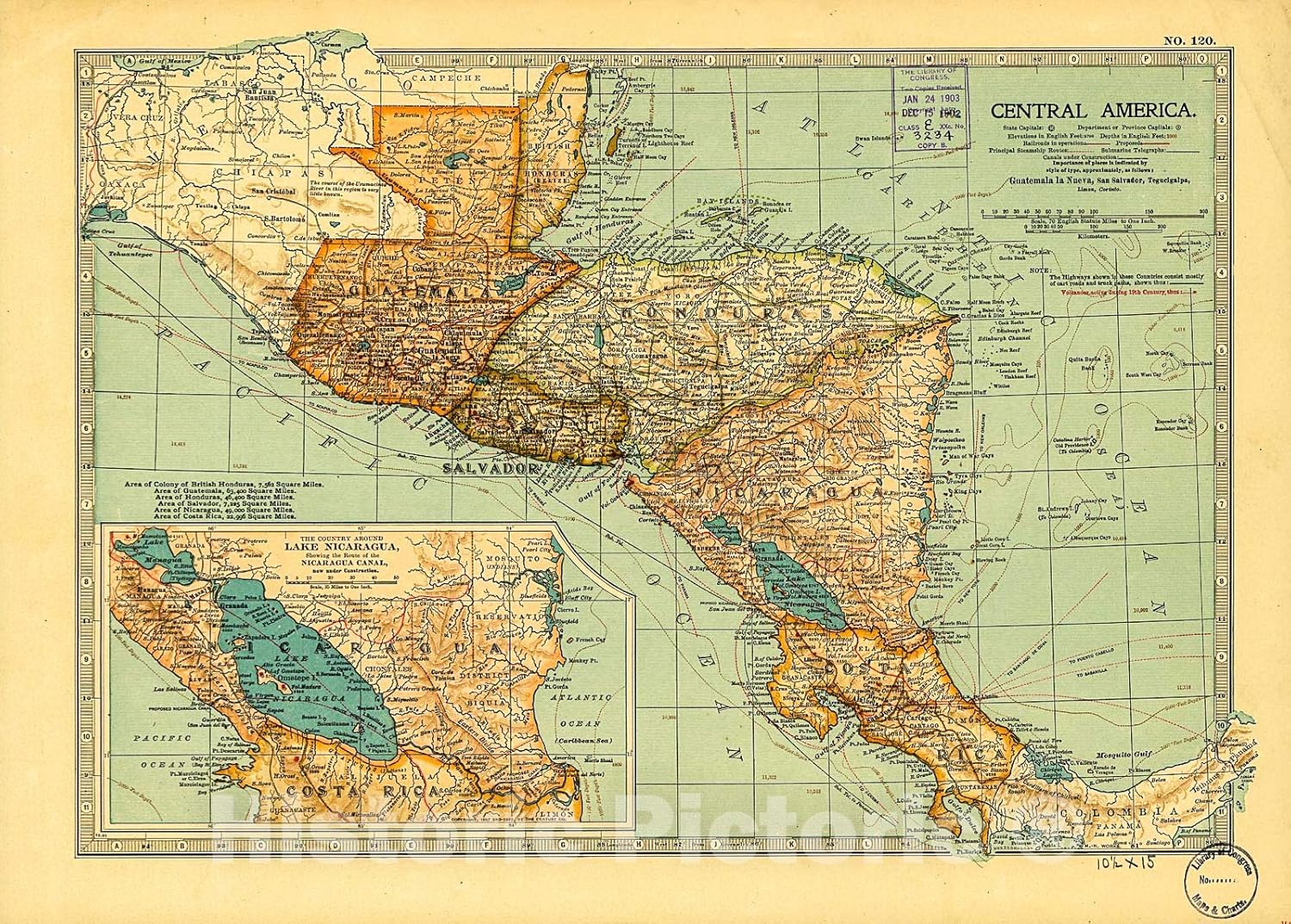 Amazon.com: Historic 1902 Wall Map - Central America. 36in x 24in ...
