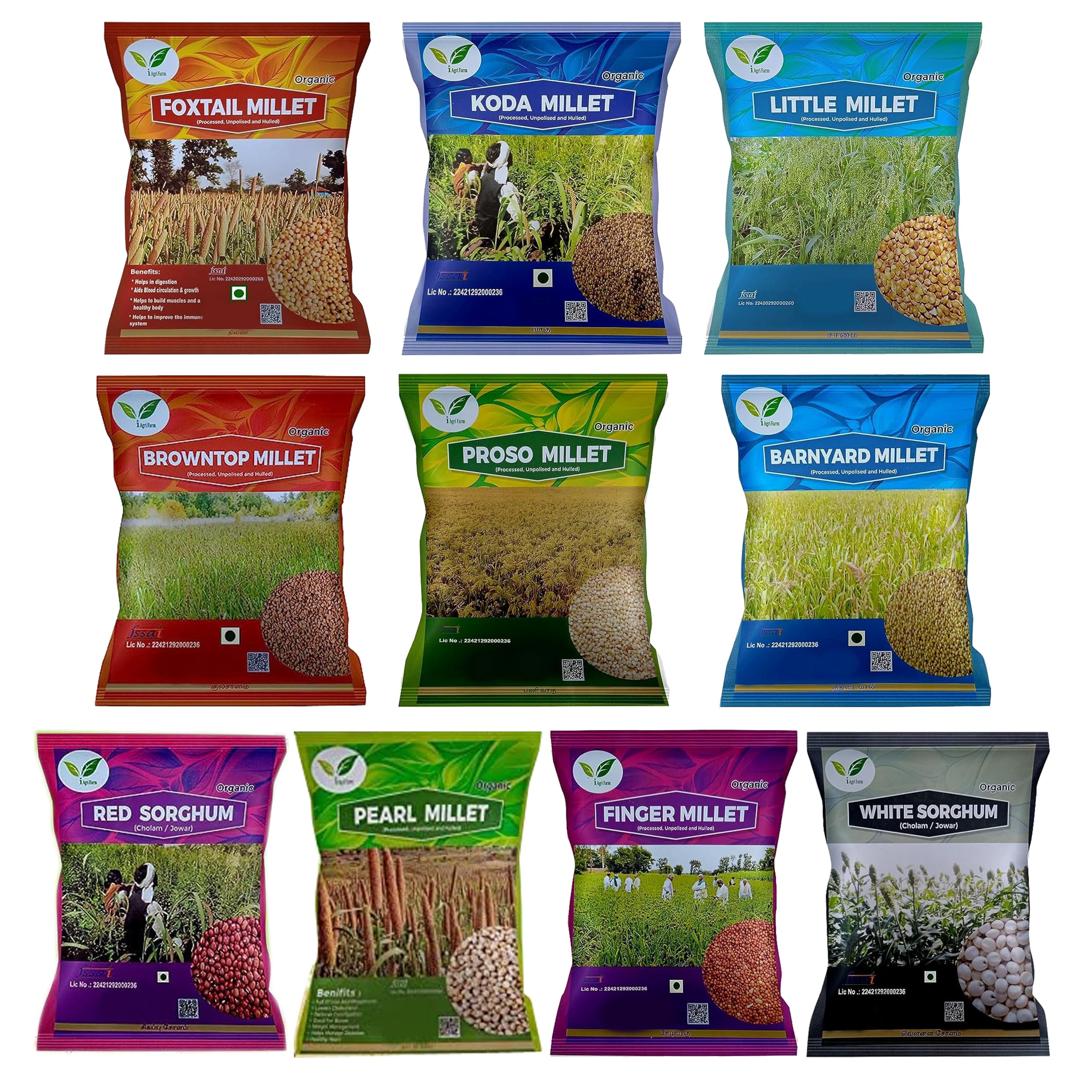 Iagrifarm Millets Combo pack of 10Kg - with unpolished (Foxtail 1kg ...