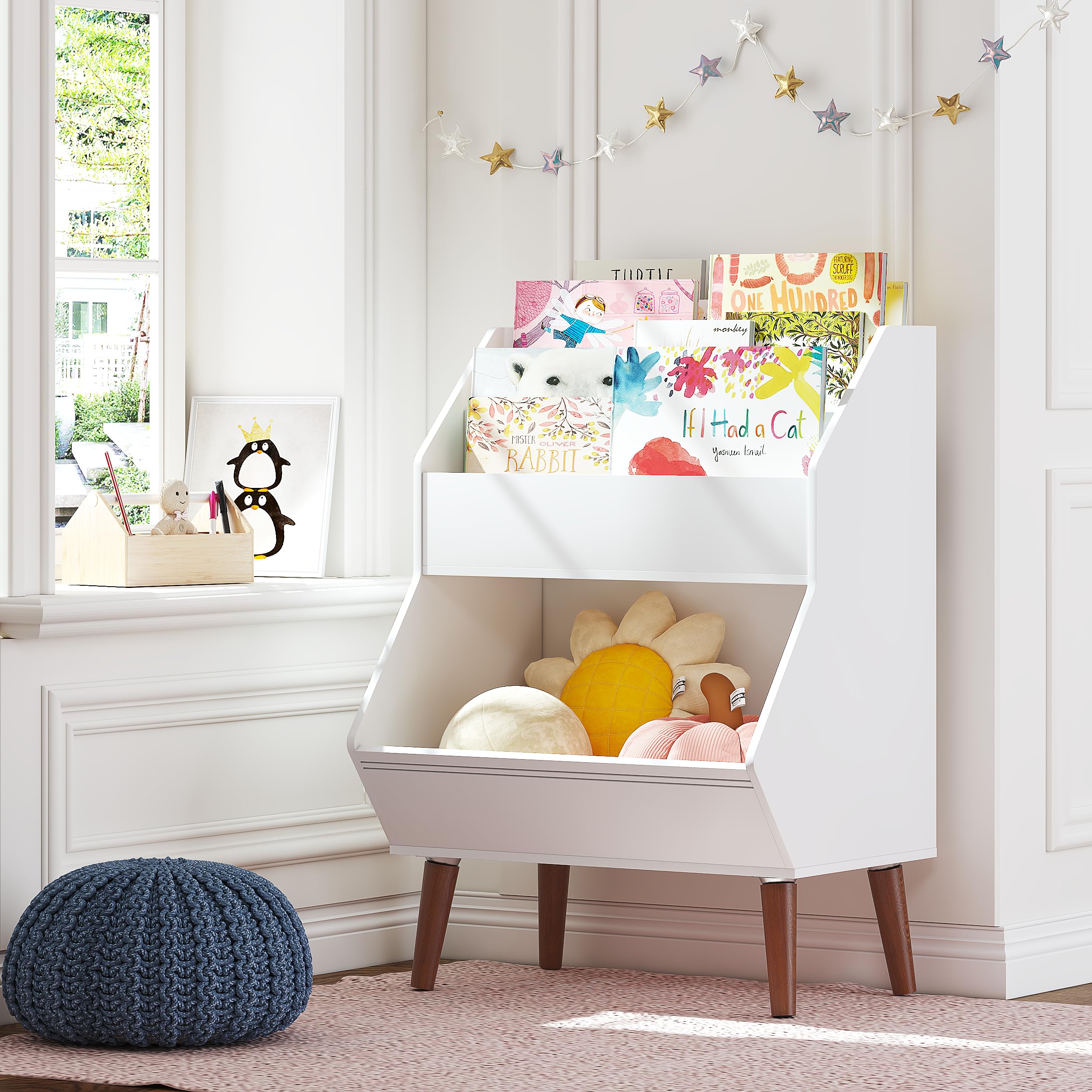 Amazon.com: UTEX Kids Book Rack and Toy Storage, Kids Bookshelf with ...