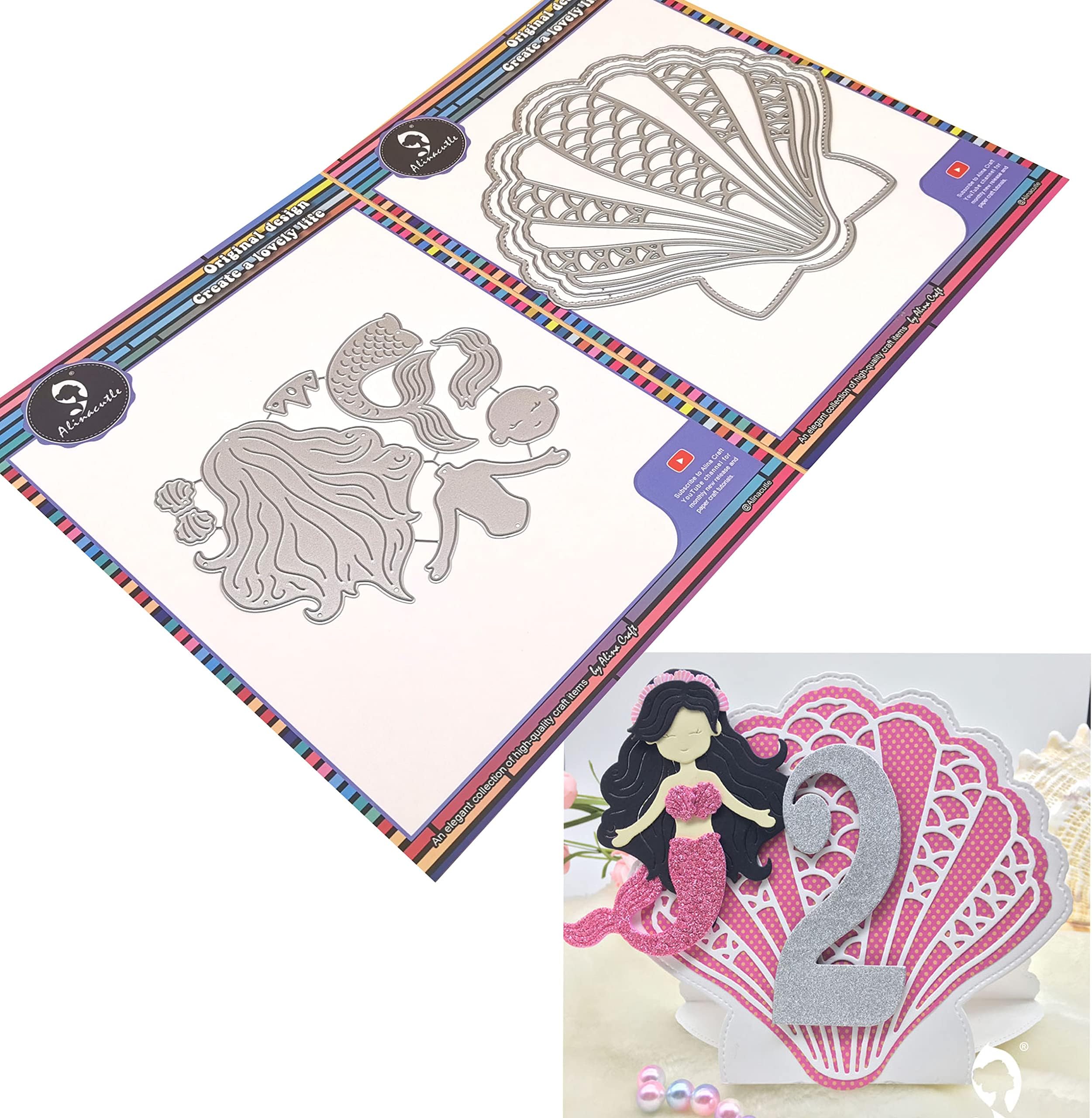 Amazon.com : Mermaid Girl Metal Die Cuts,Lovely Mermaid Girl Frame ...
