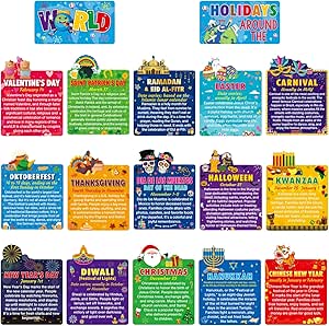 Amazon.com: Classroom Educational Posters Holiday Poster from Around ...