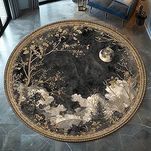 Amazon.com: Round Boho Design Moon Rug, Round Celestial Moon Rug ...