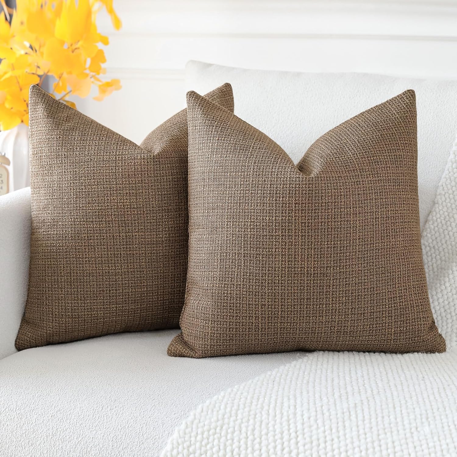 Amazon.com: OTOSTAR Pack of 2 Throw Pillow Covers 16x16 Inch Linen ...