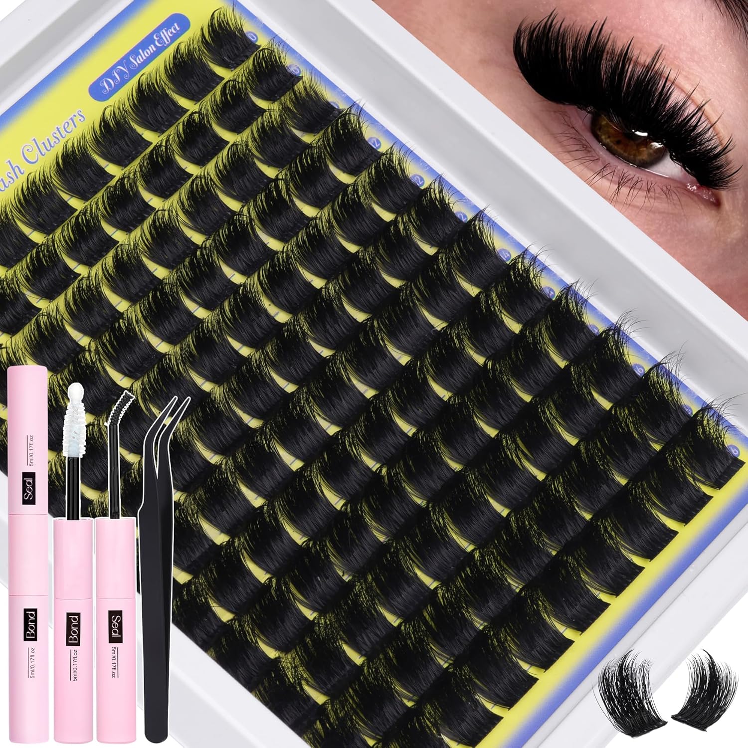Amazon.com: ALICE Lash Clusters Kit - 200D Russian Thick Eyelash ...