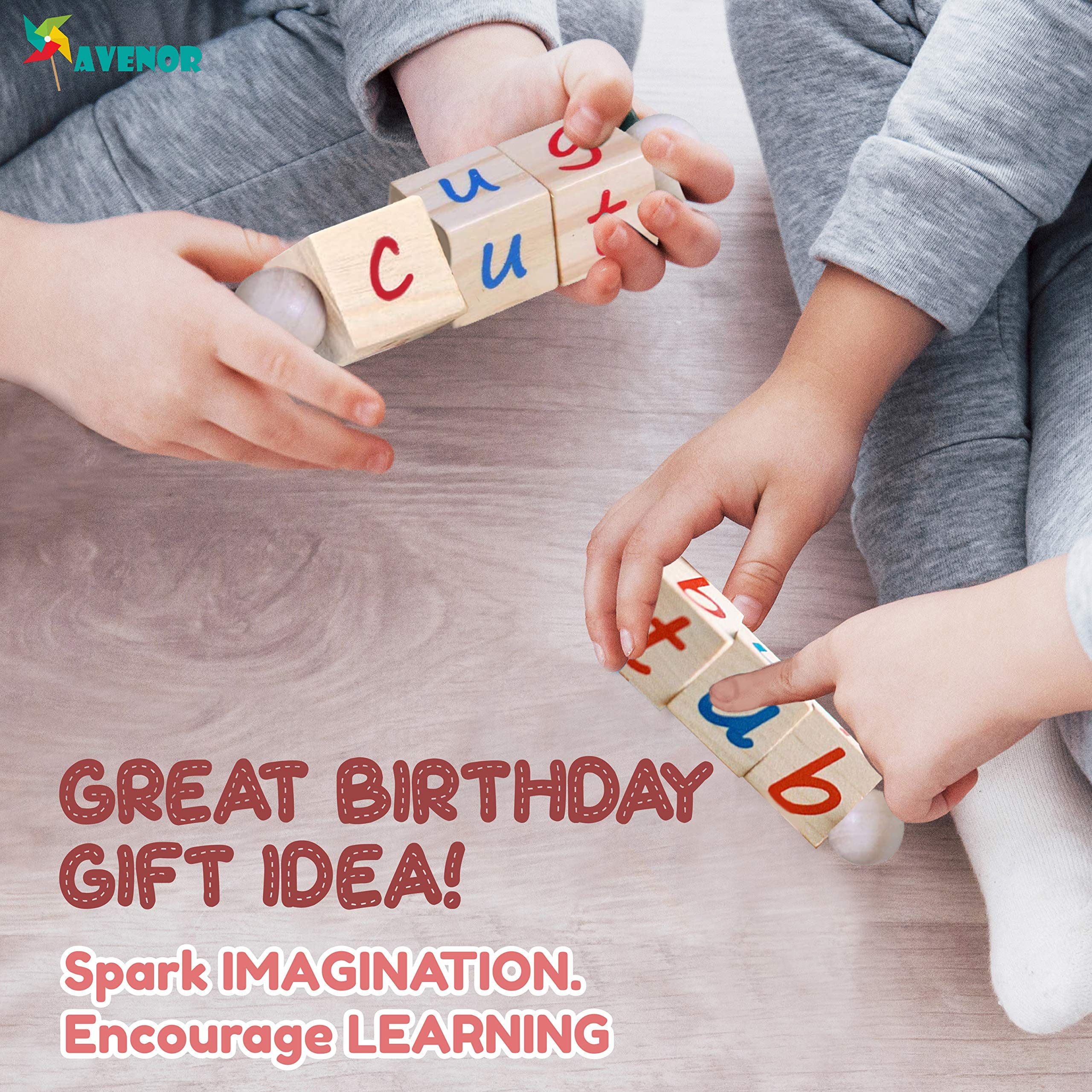 Avenor Wooden Reading Blocks | 5 Set of Fun Montessori Toys for ...