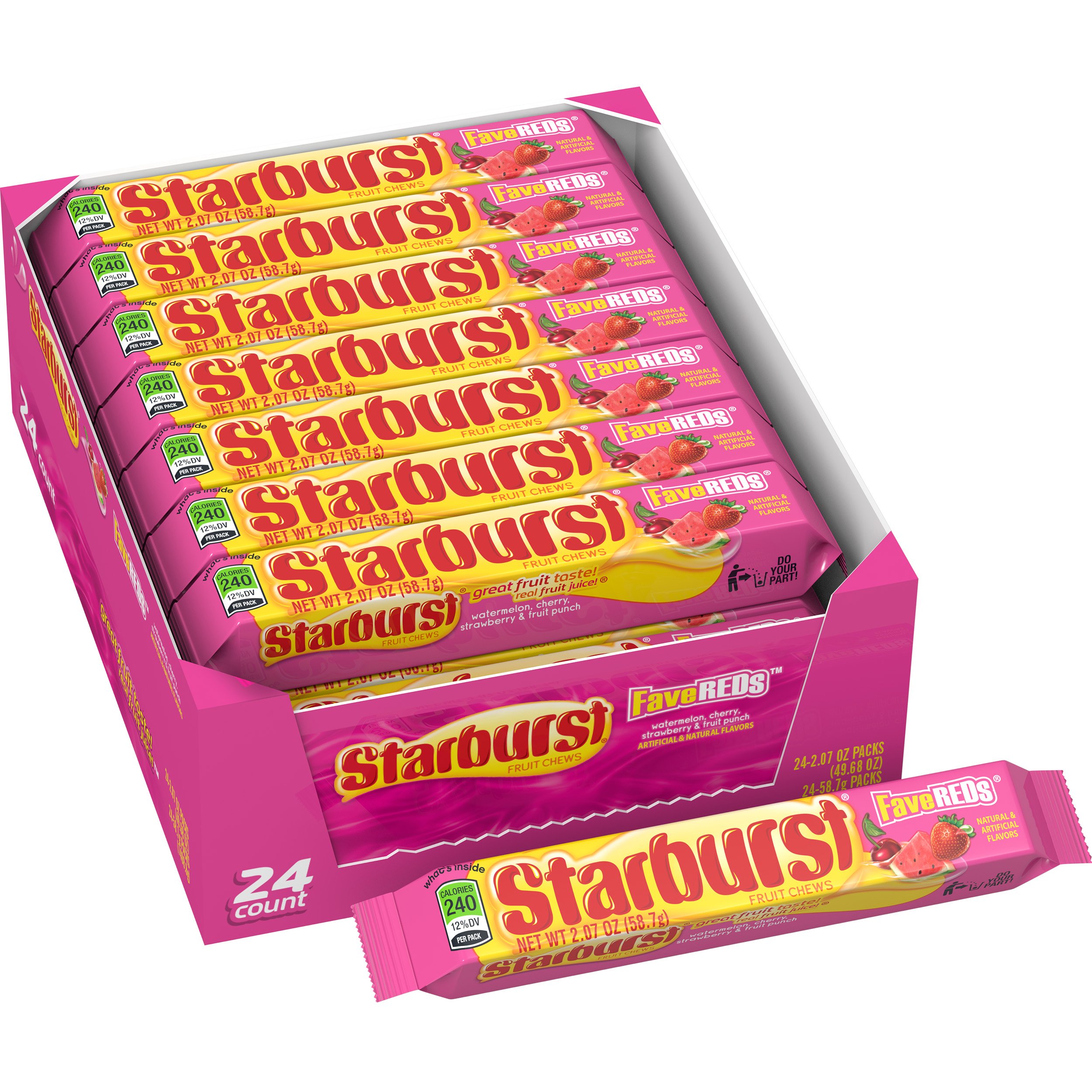 STARBURST FaveREDS Chewy Candy Bulk Pack, Full Size, 2.07 oz, (Pack of ...