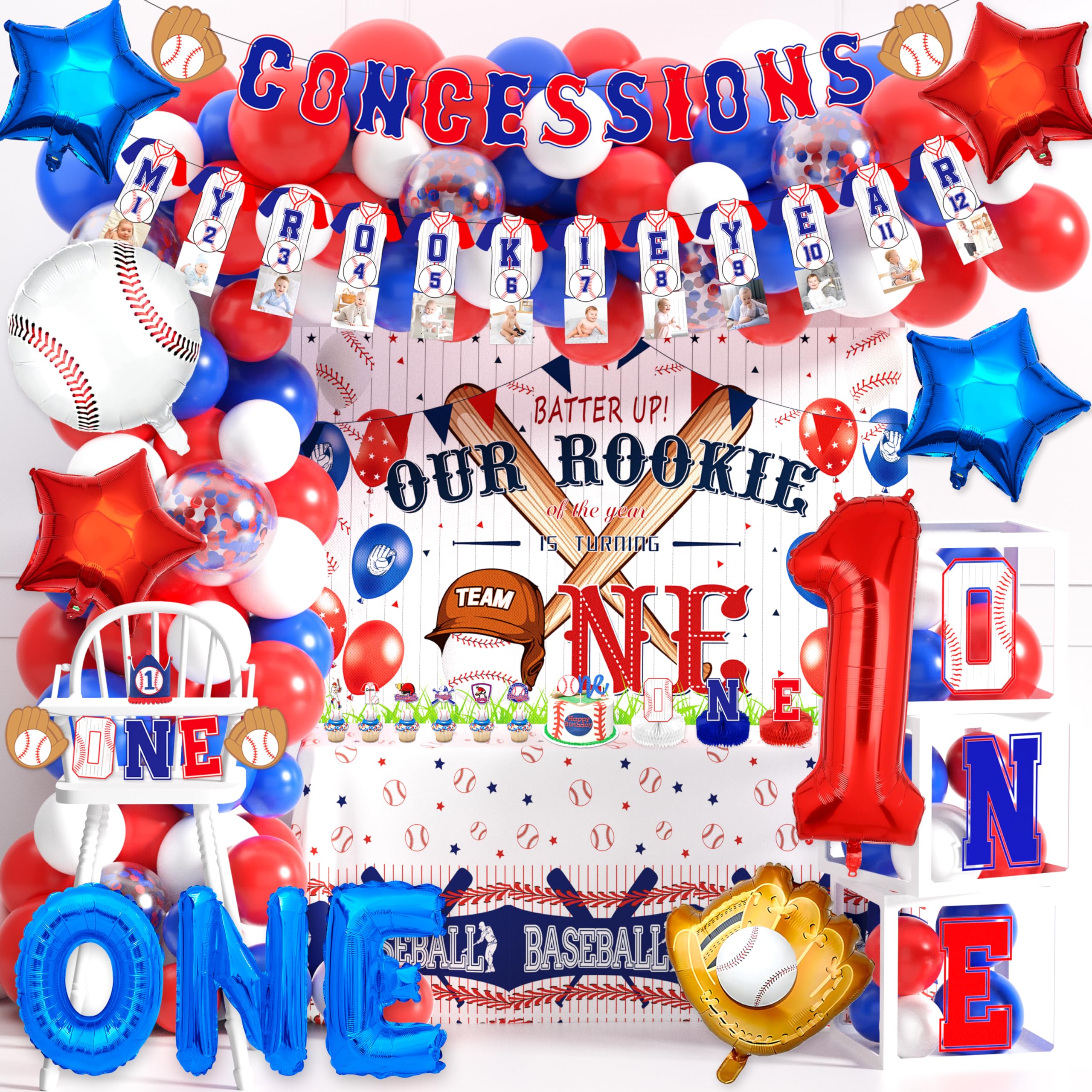 Amazon.com: Baseball 1st Birthday Party Decorations for Boy Girl Rookie ...