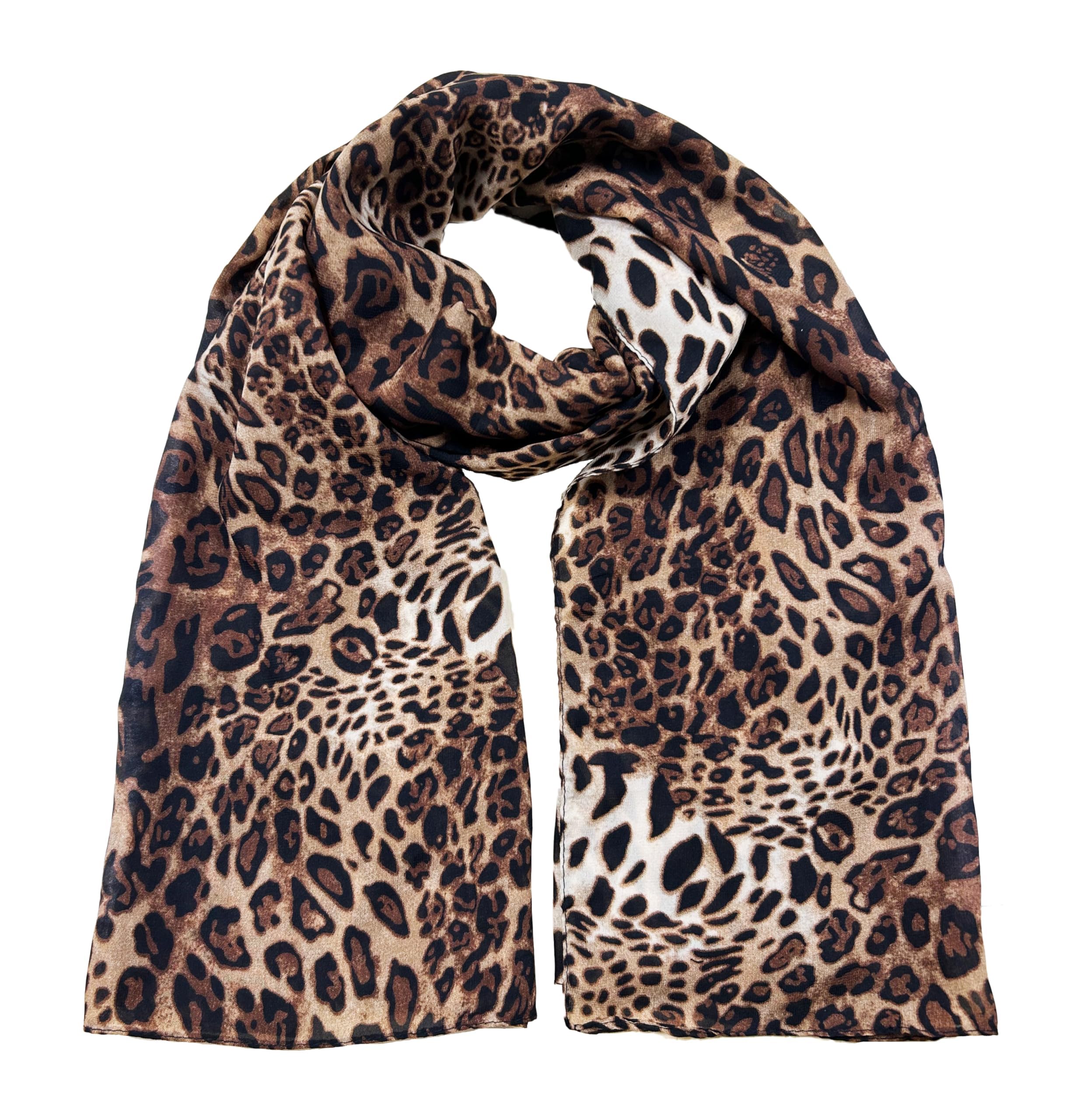 NociHah Long Artificial Silk Leopard Print Scarf for Women Fashion Soft ...