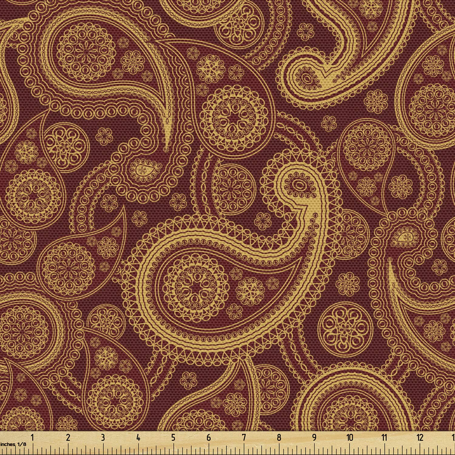 Amazon.com: Lunarable Paisley Fabric by The Yard, Romantic Old ...