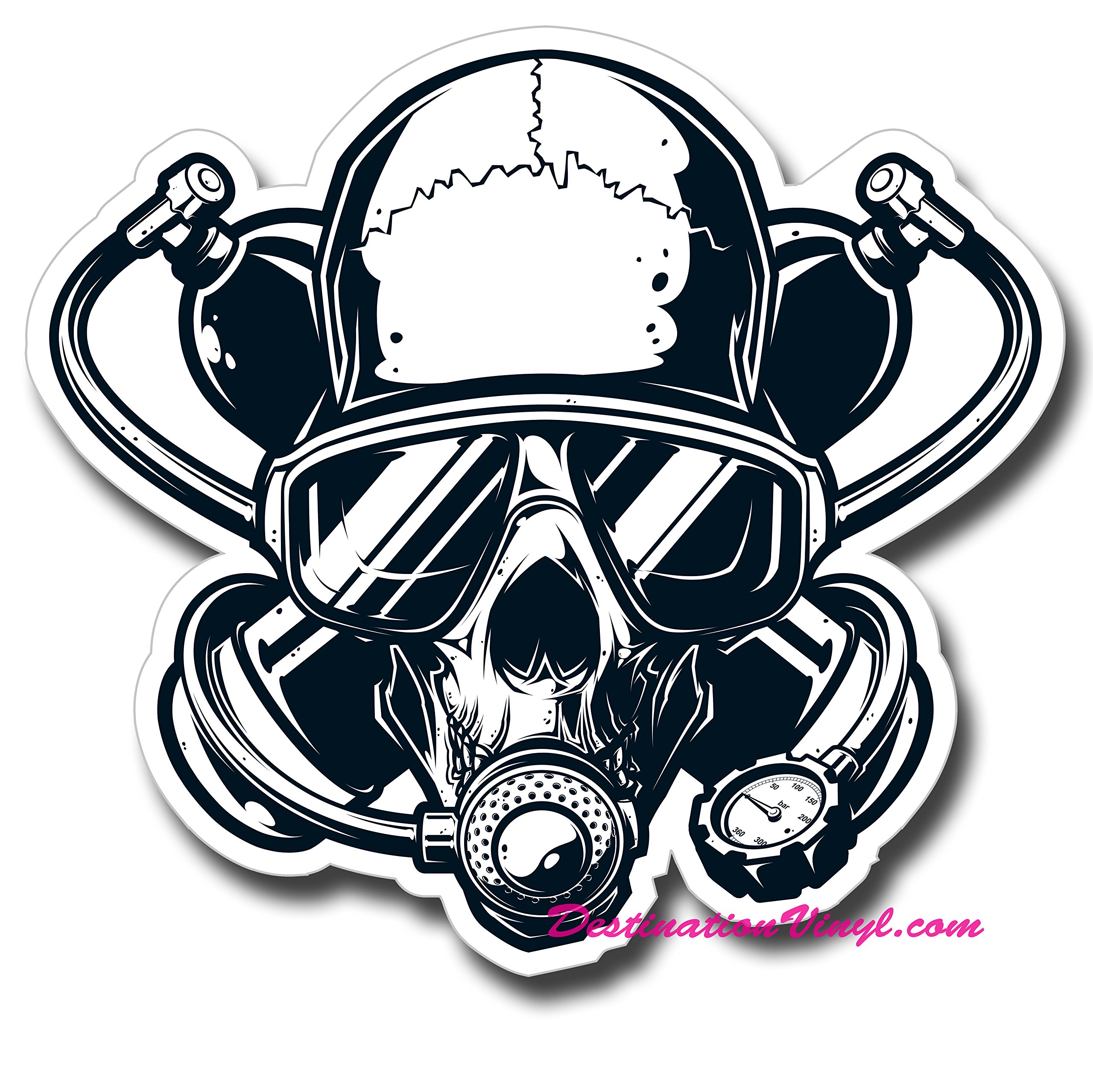 2 x Glossy Vinyl Stickers - Scuba Diver Skull Twinset Cool Laptop Decal ...